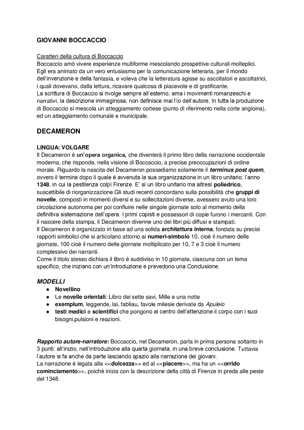 Sintesi Del Decameron Di Boccaccio Docsity