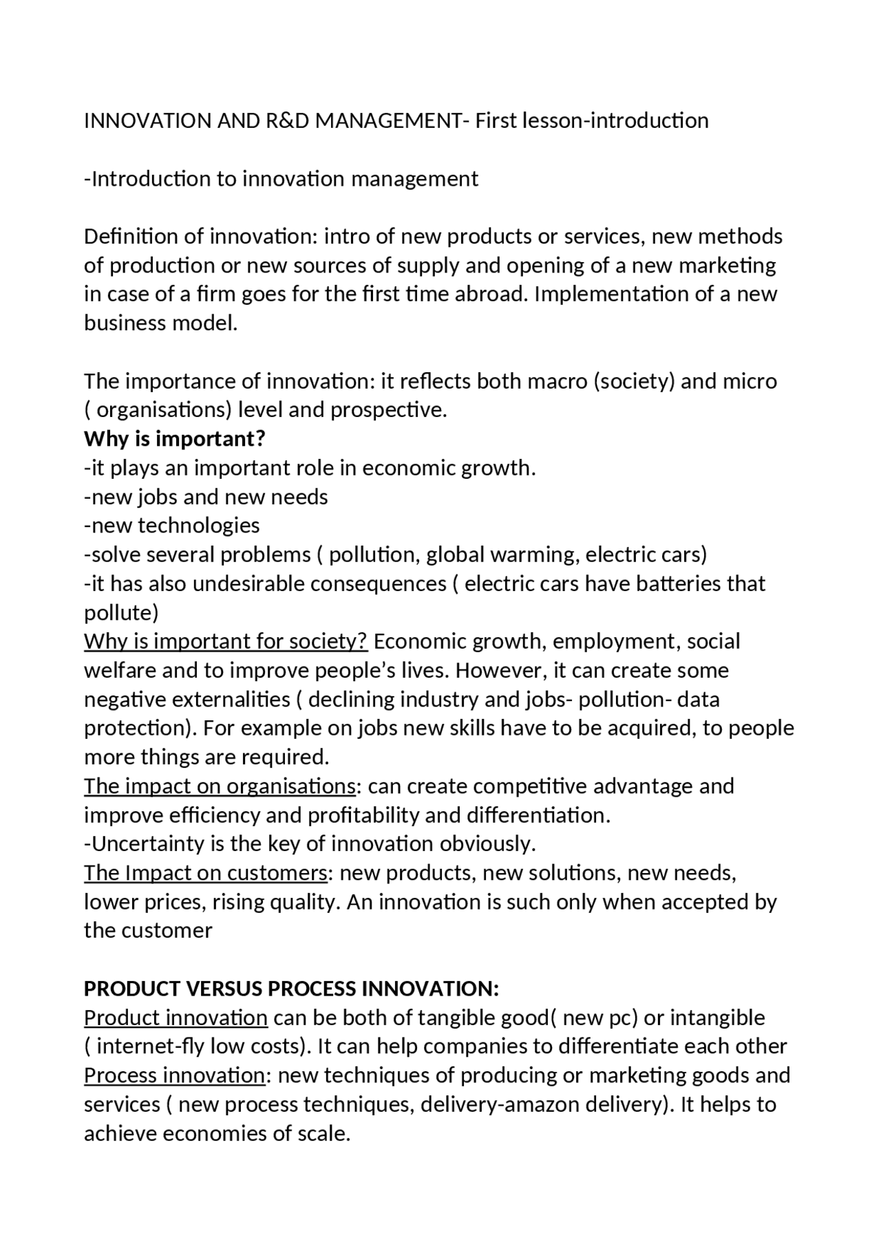 Appunti Innovation And Management Docsity