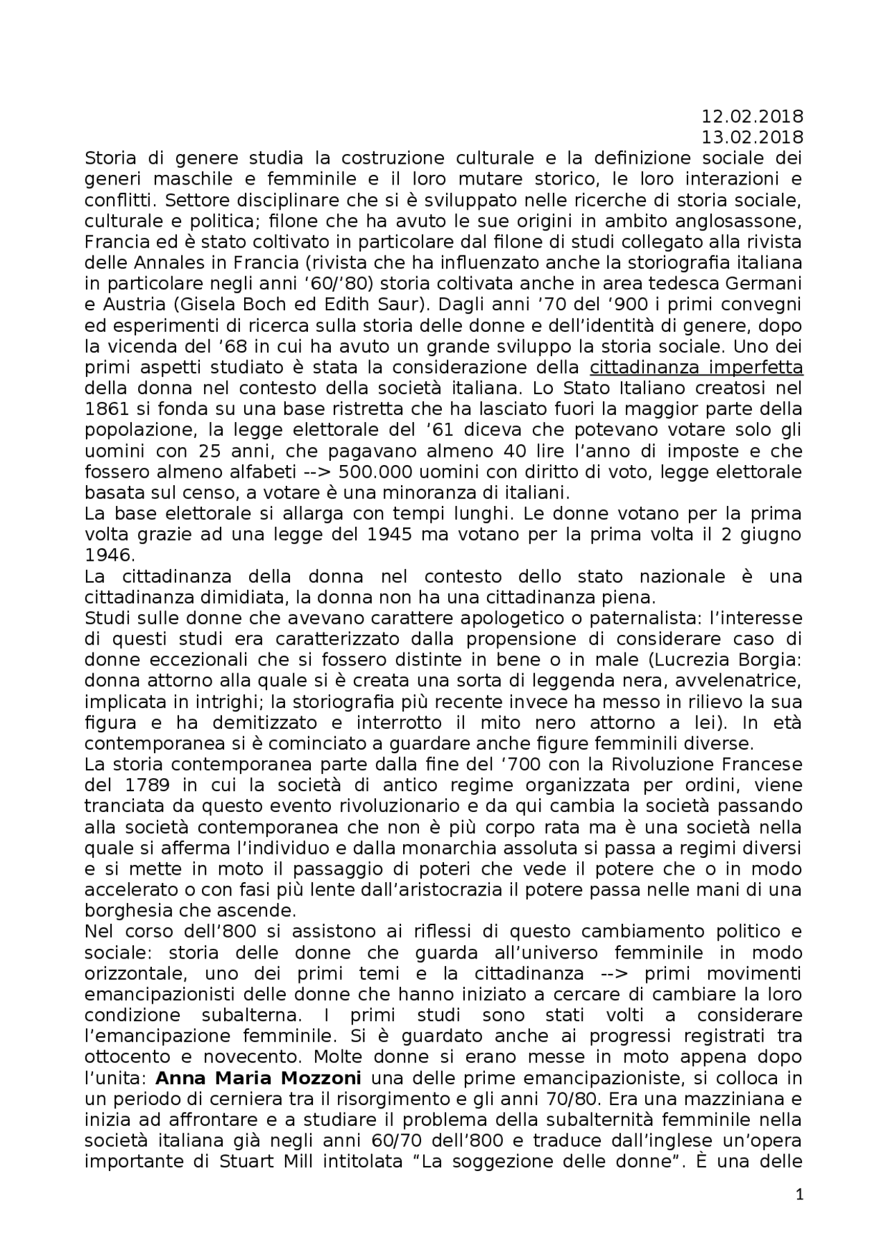 Storia Delle Donne E Dellidentità Di Genere Appunti Docsity