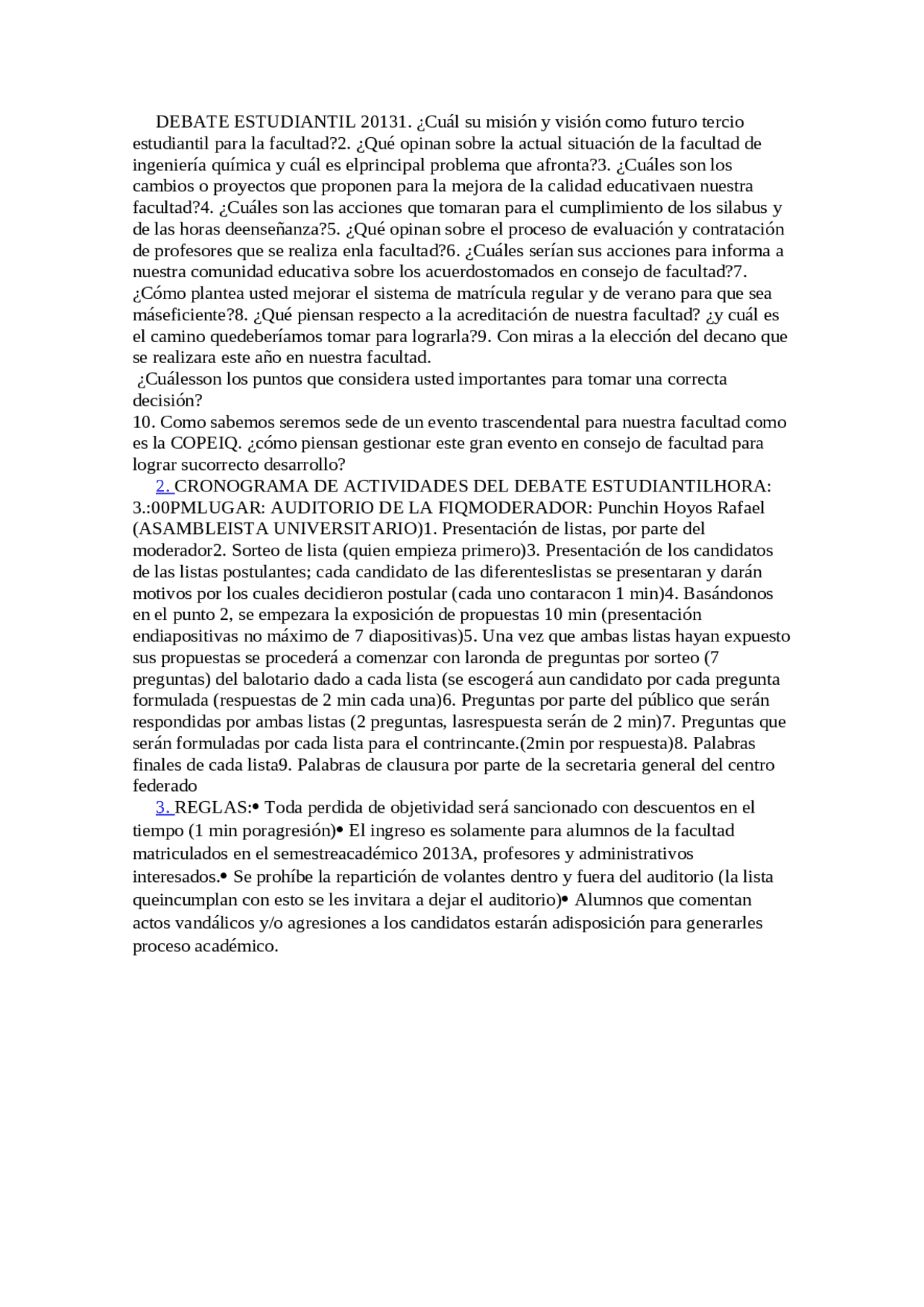 DEBATE ESTUDIANTIL - Docsity