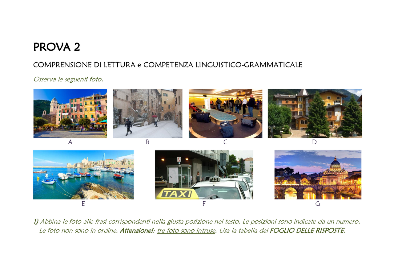 PROVA 2 ("INTEGRATO CON IL FOGLIO DELLE RISPOSTE") - Docsity