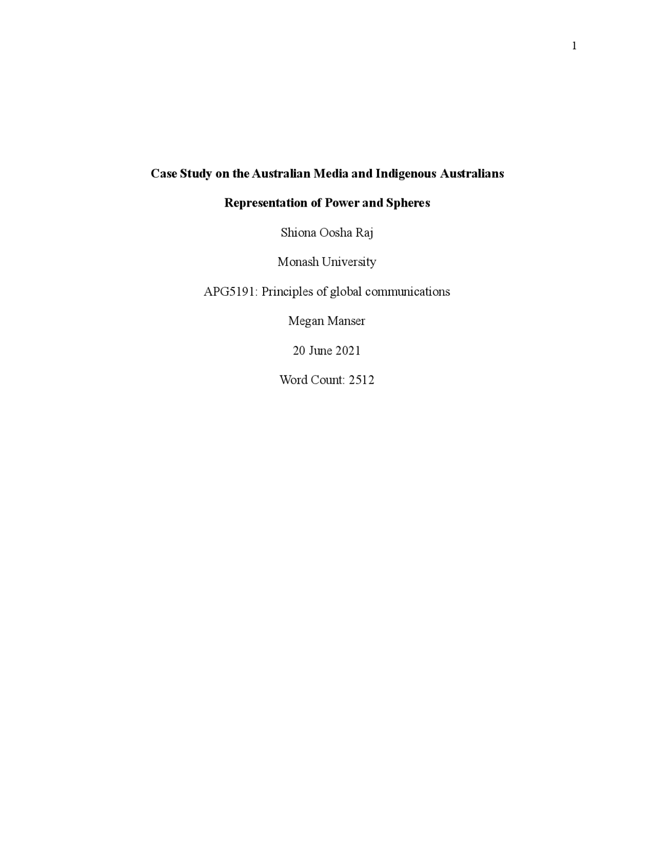 Case Study on the Australian Media and Indigenous Australians - Docsity