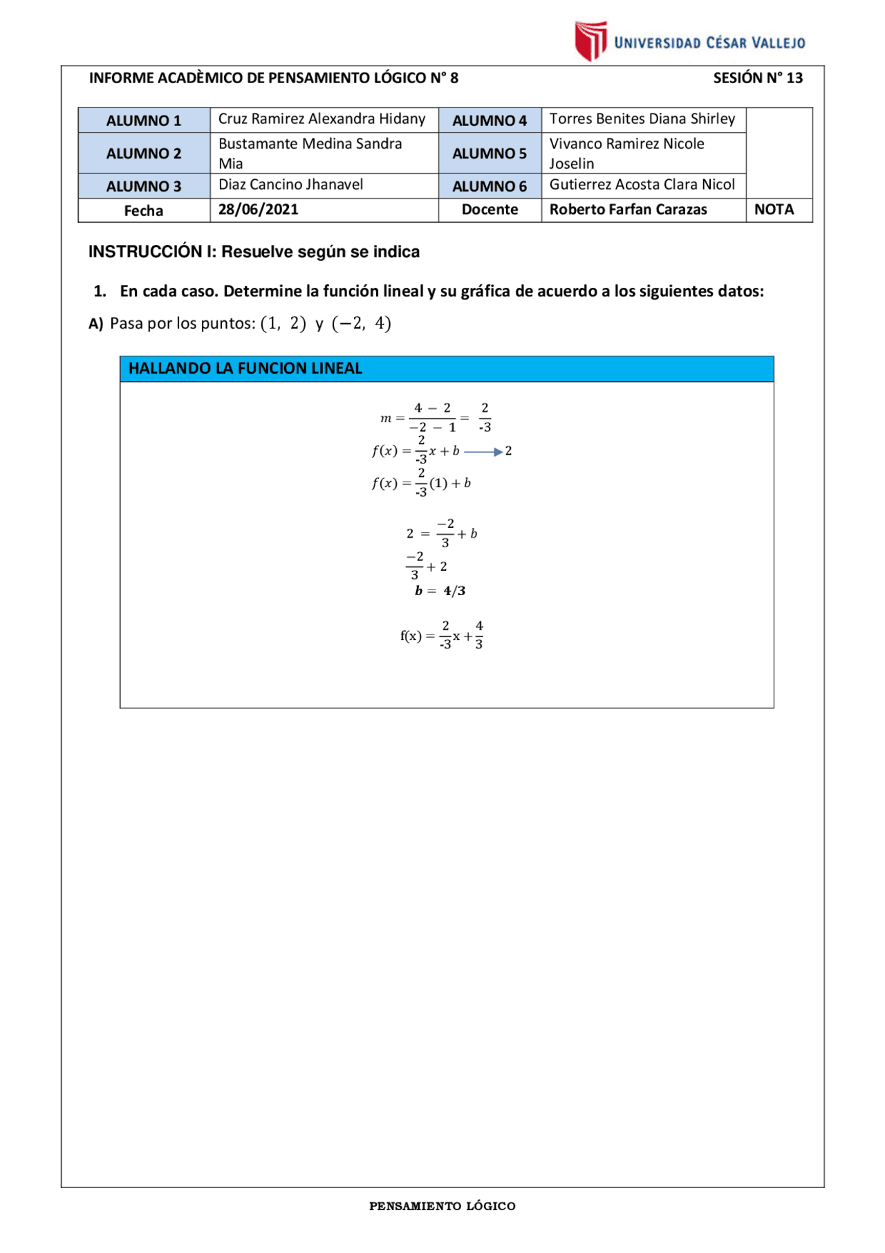 Funciones practica calificada en matematica - Docsity