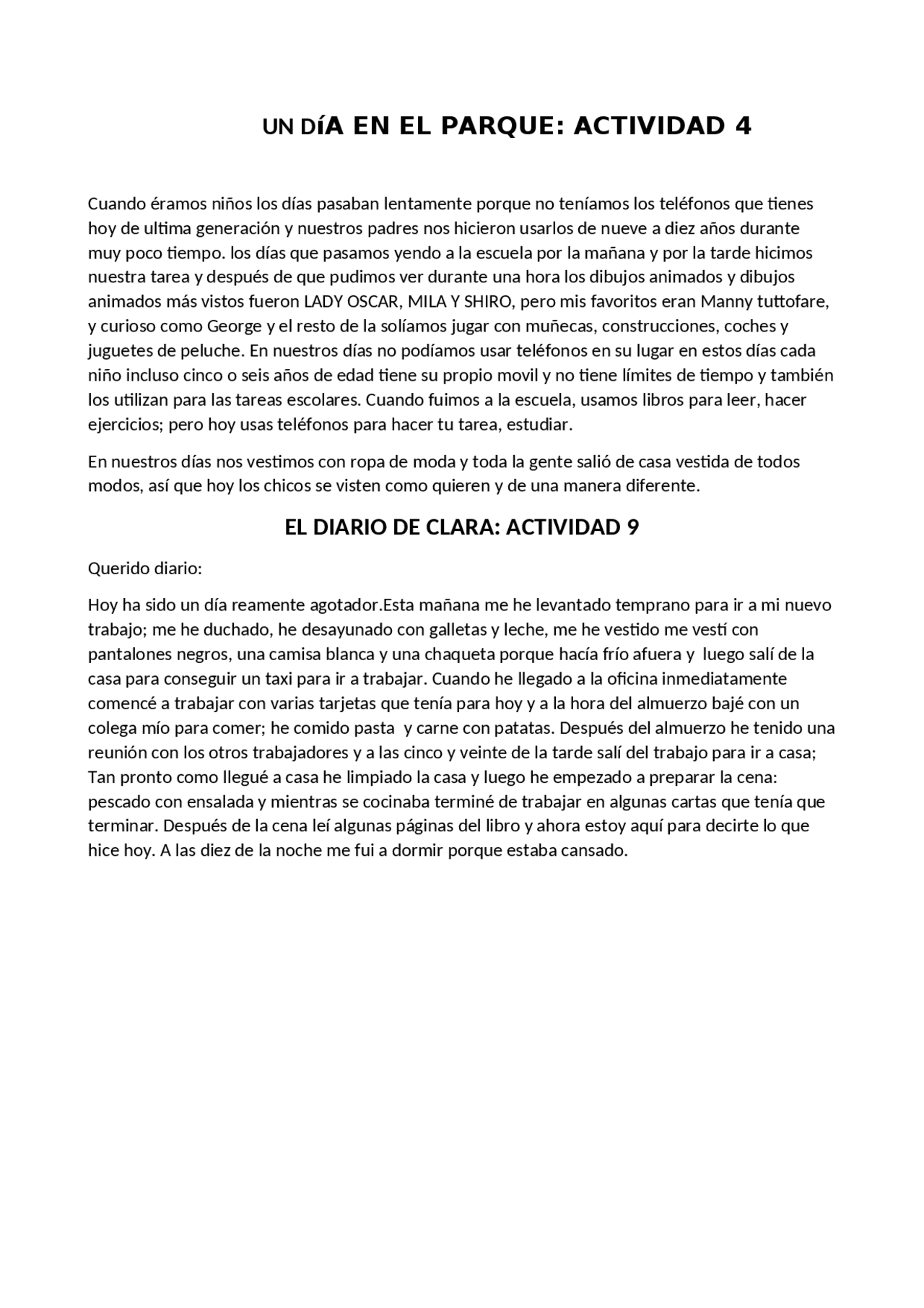 Un dia en el parque.docx - Docsity