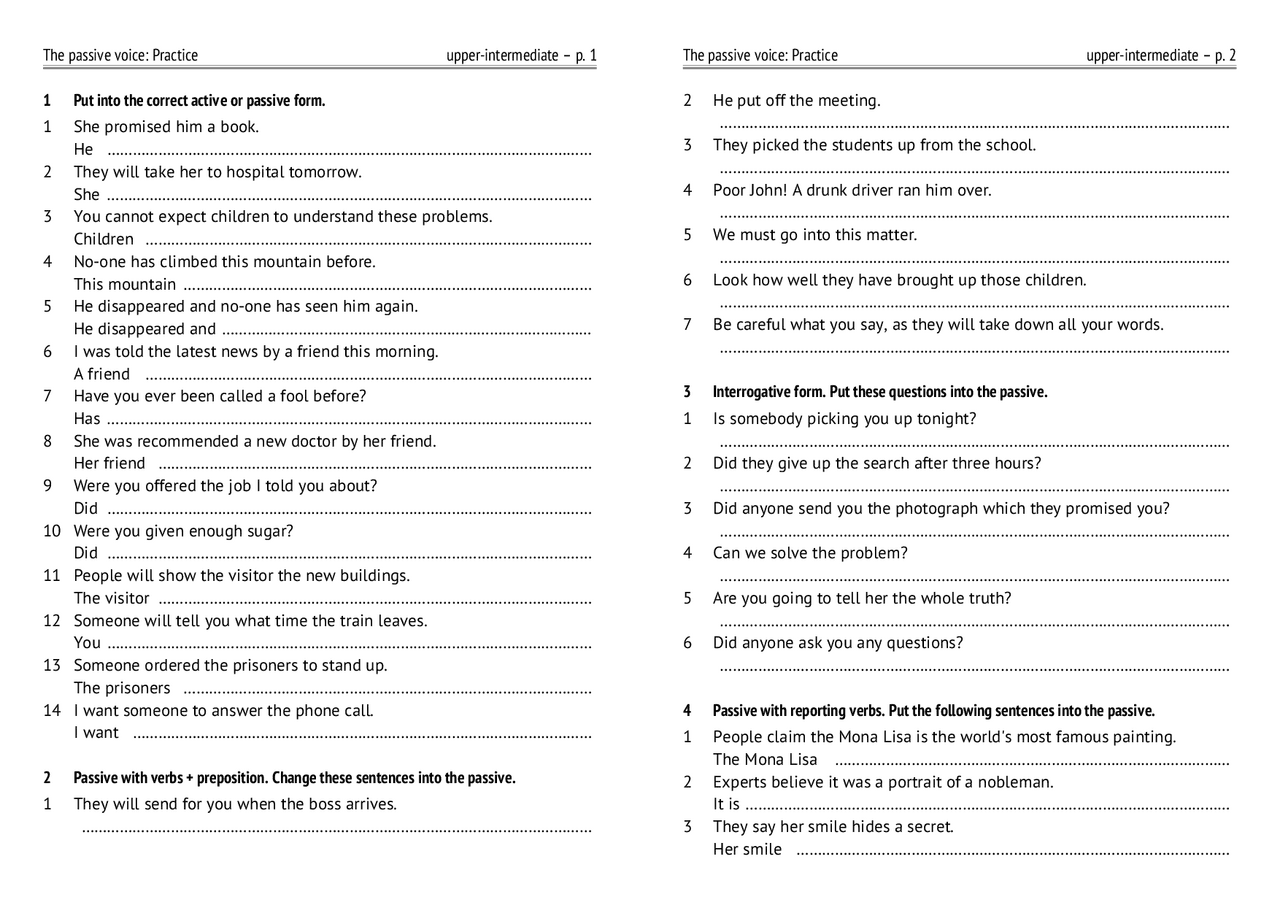 Passive Voice Ejercicios De Segundo De Bachillerato Ejercicios Y