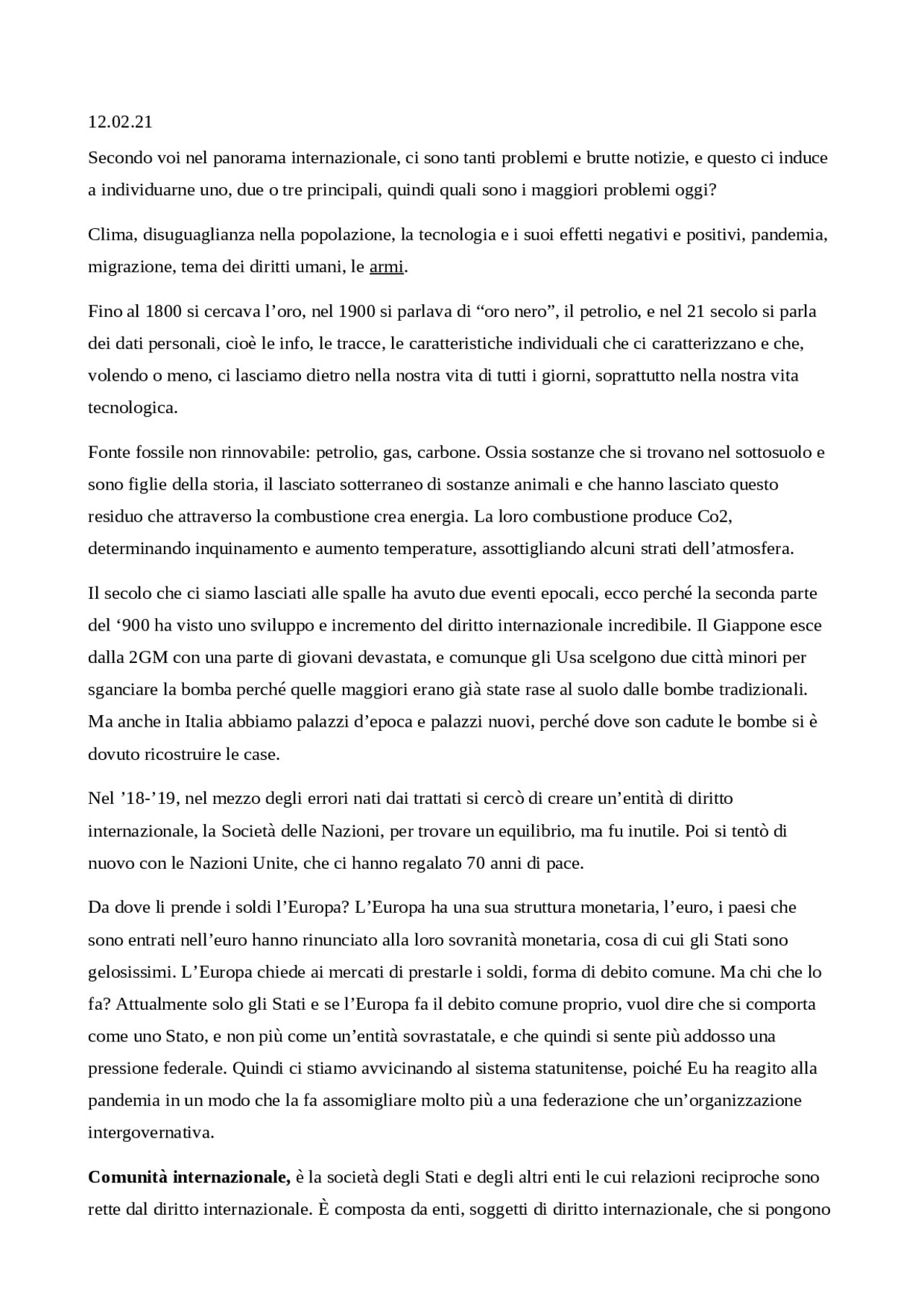Appunti Diritto Internazionale Iulm Docsity