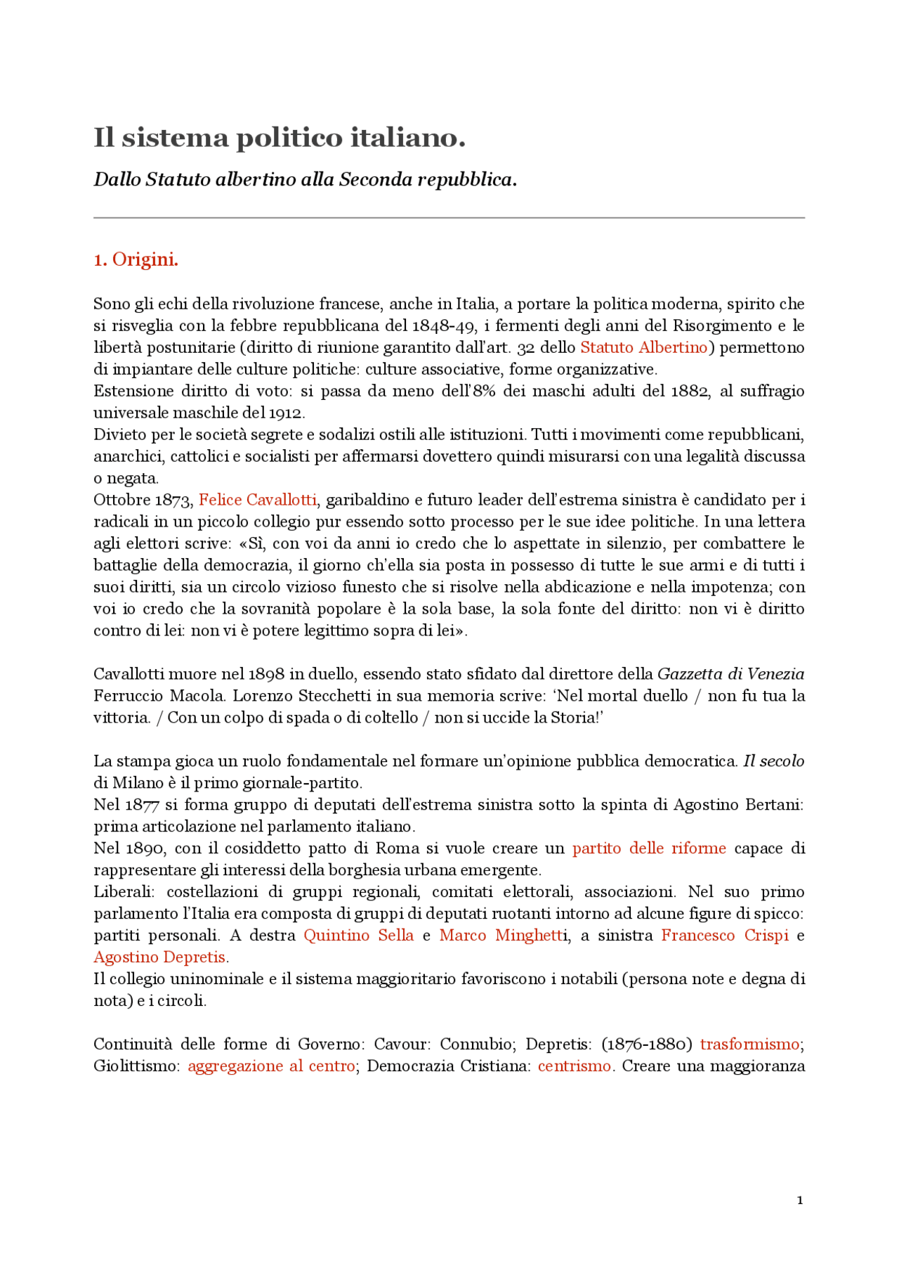 Riassunto Appunti Materia Sistema Politico Docsity