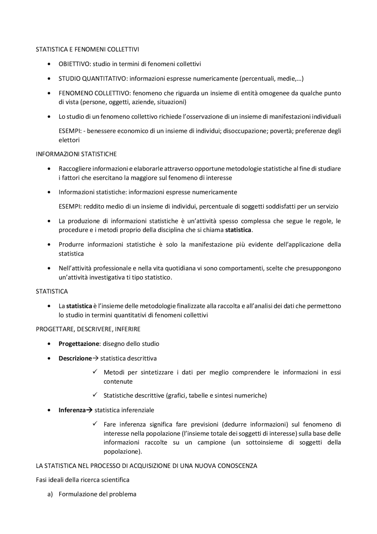 Statistica - riassunti dei capitoli appartenenti al programma di esame - Docsity