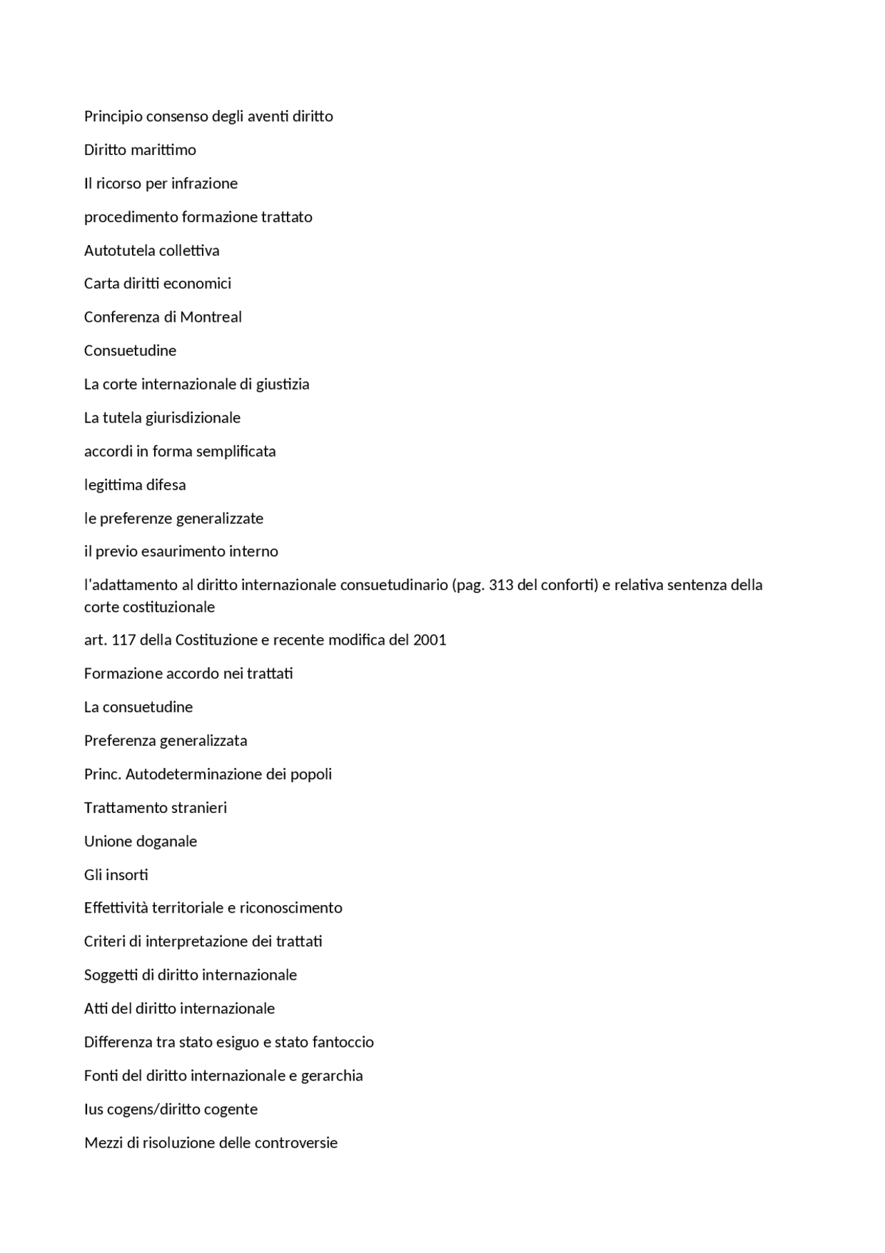 Domande Diritto Internazionale Docsity