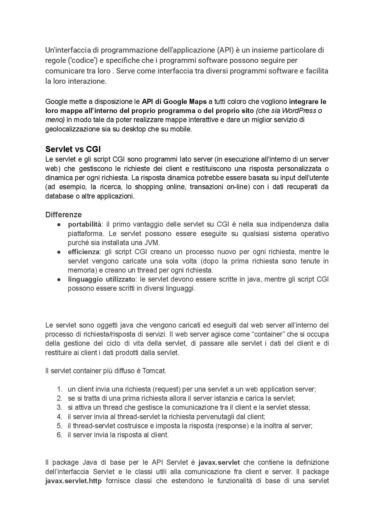 TPSIT - Servlet e APi Google | Appunti di Informatica | Docsity