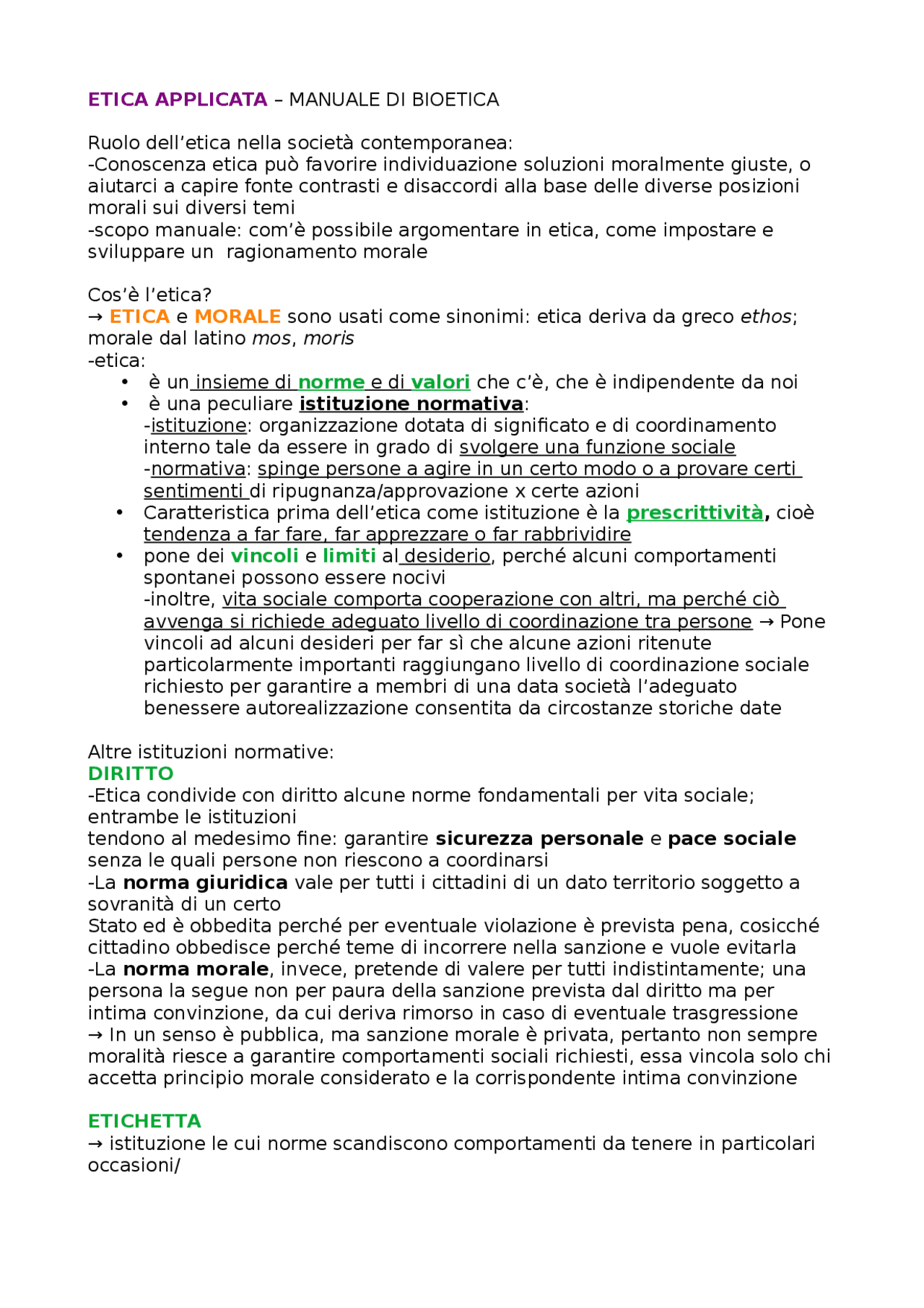 Manuale Di Bioetica Mori Docsity