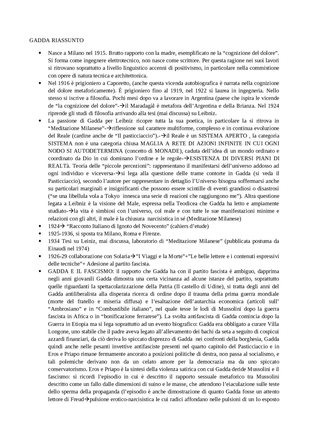 Carlo Emilio Gadda Vita E Opere Docsity