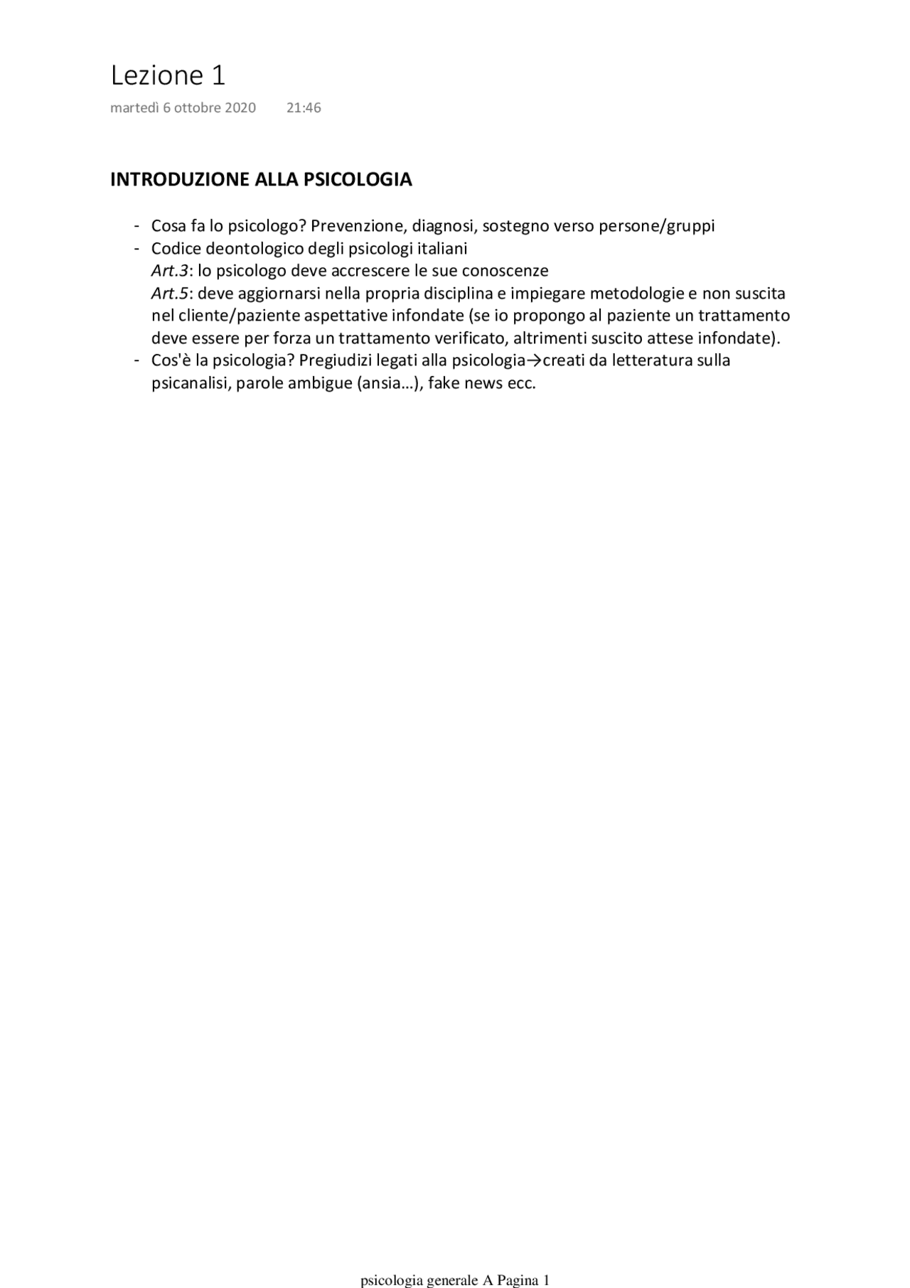 Appunti Psicologia Generale Modulo A Docsity
