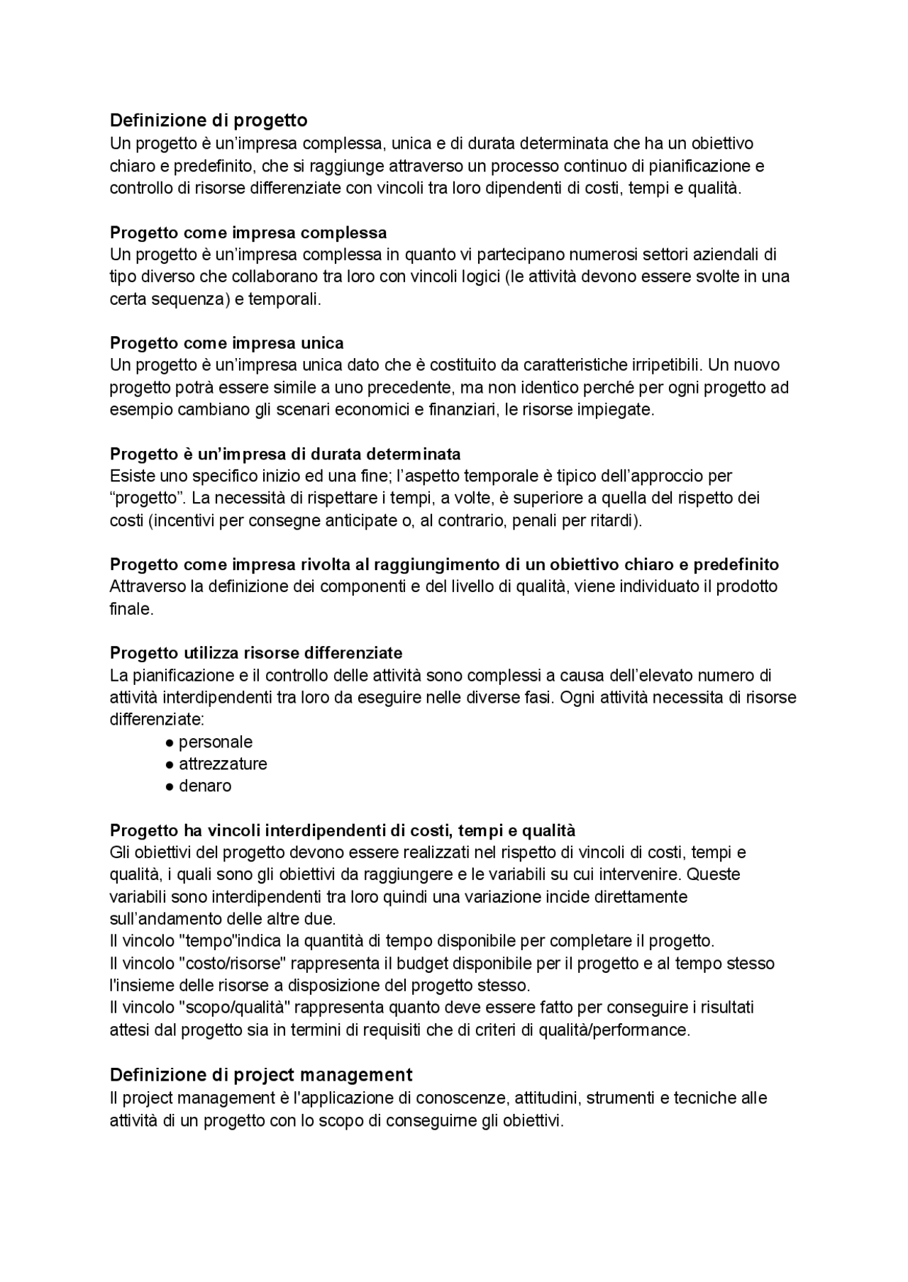 GPOI - Concetti base | Dispense di Gestione progetto, organizzazione d'impresa | Docsity