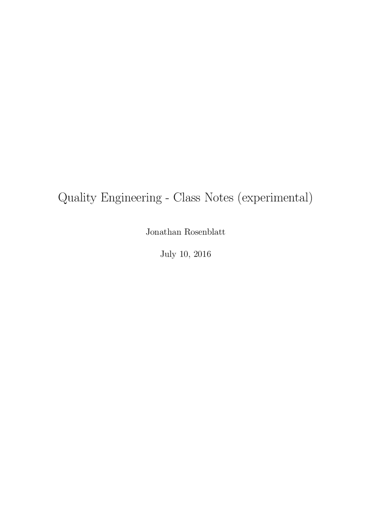 Quality Engineering Class Notes Docsity