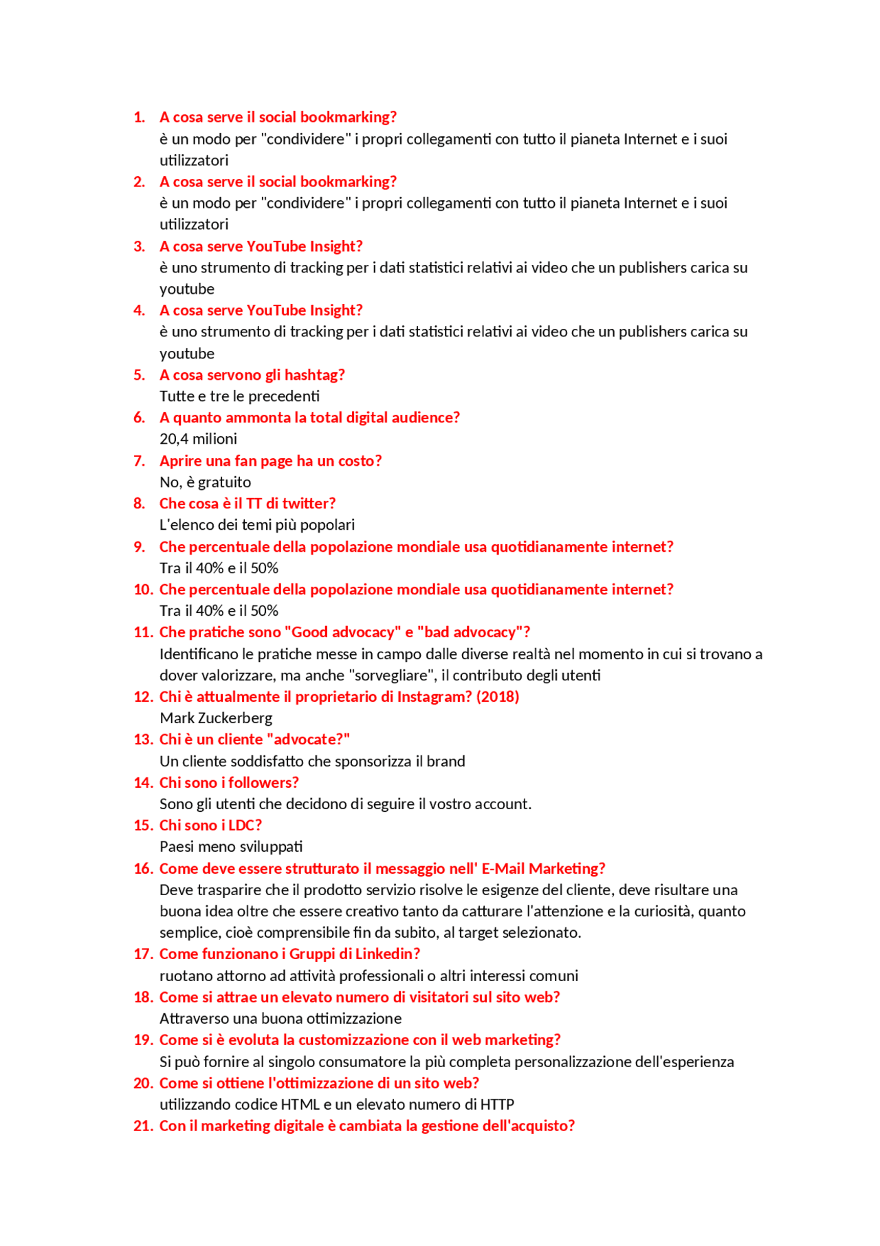 Domande E Risposte Web Marketing Docsity