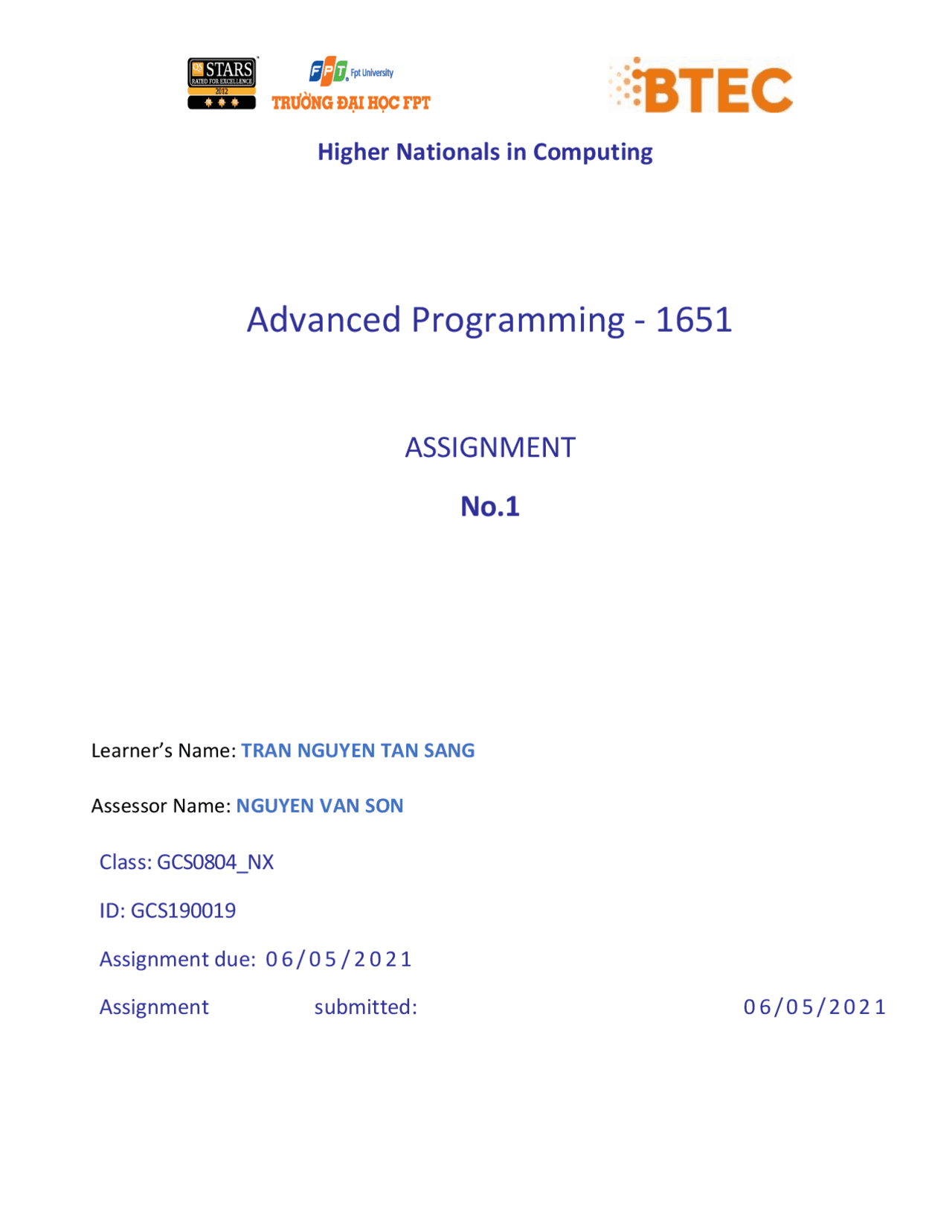 Advanced Programming Assignment 2 Pass Merit Distintion