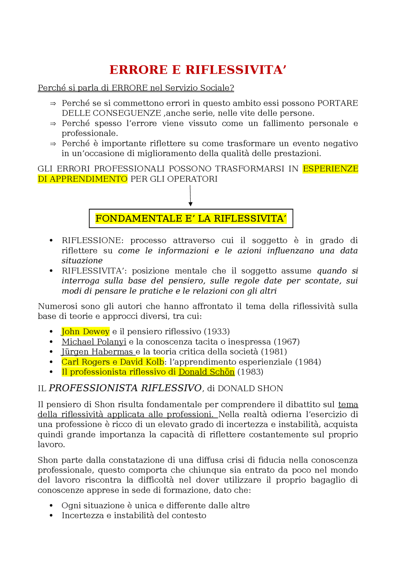 Libro Errore E Riflessivita Docsity