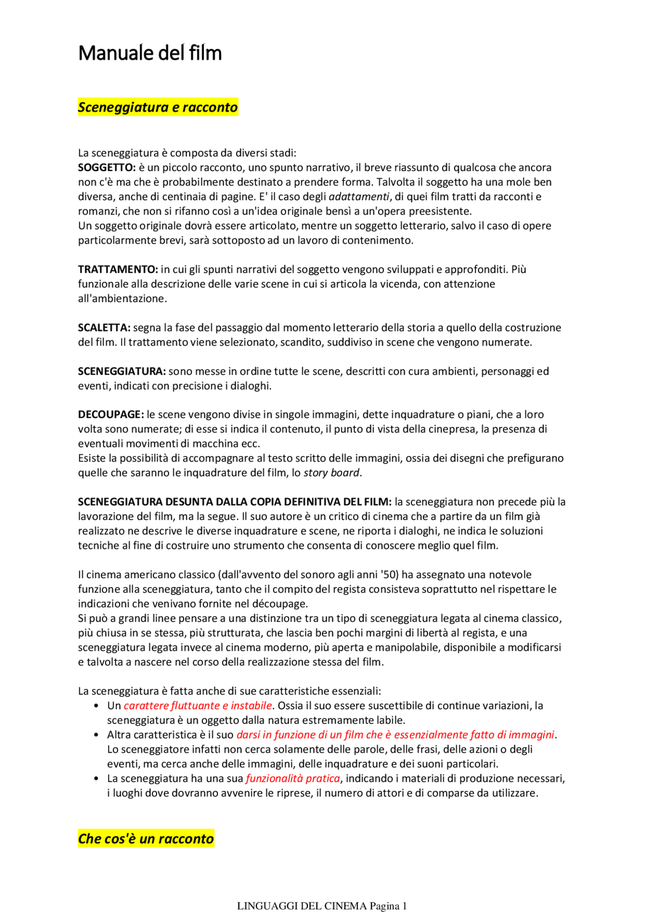 Manuale Del Film Dario Tomasi E Gianni Rondolino Docsity