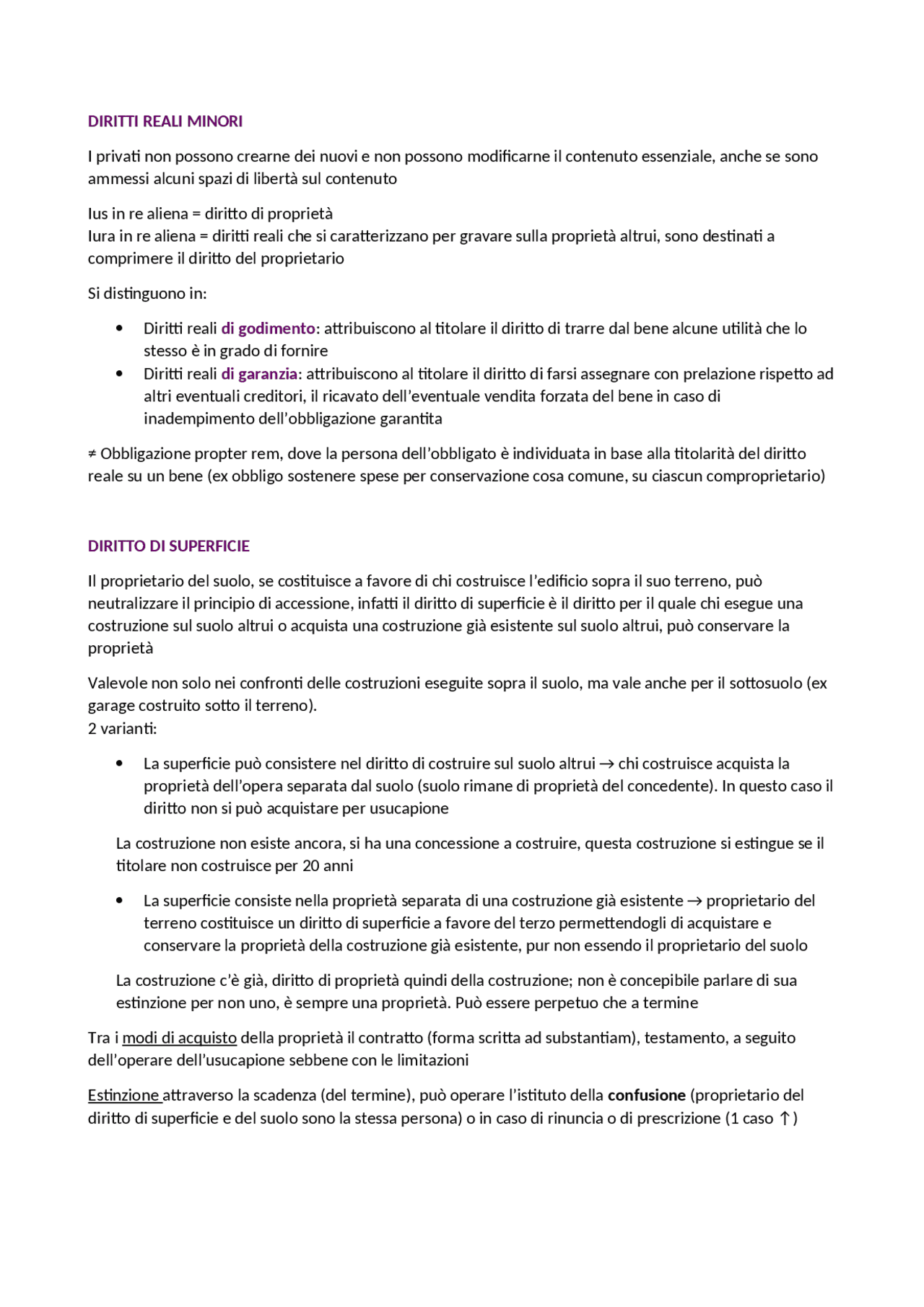 I Diritti Reali Minori Docsity