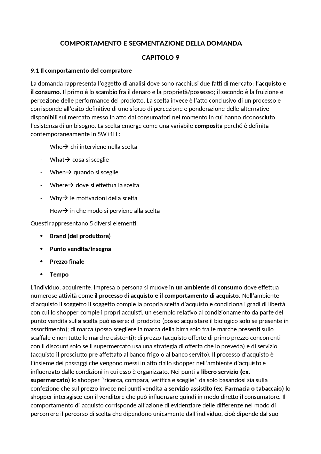 Riassunto Libro Marketing Docsity
