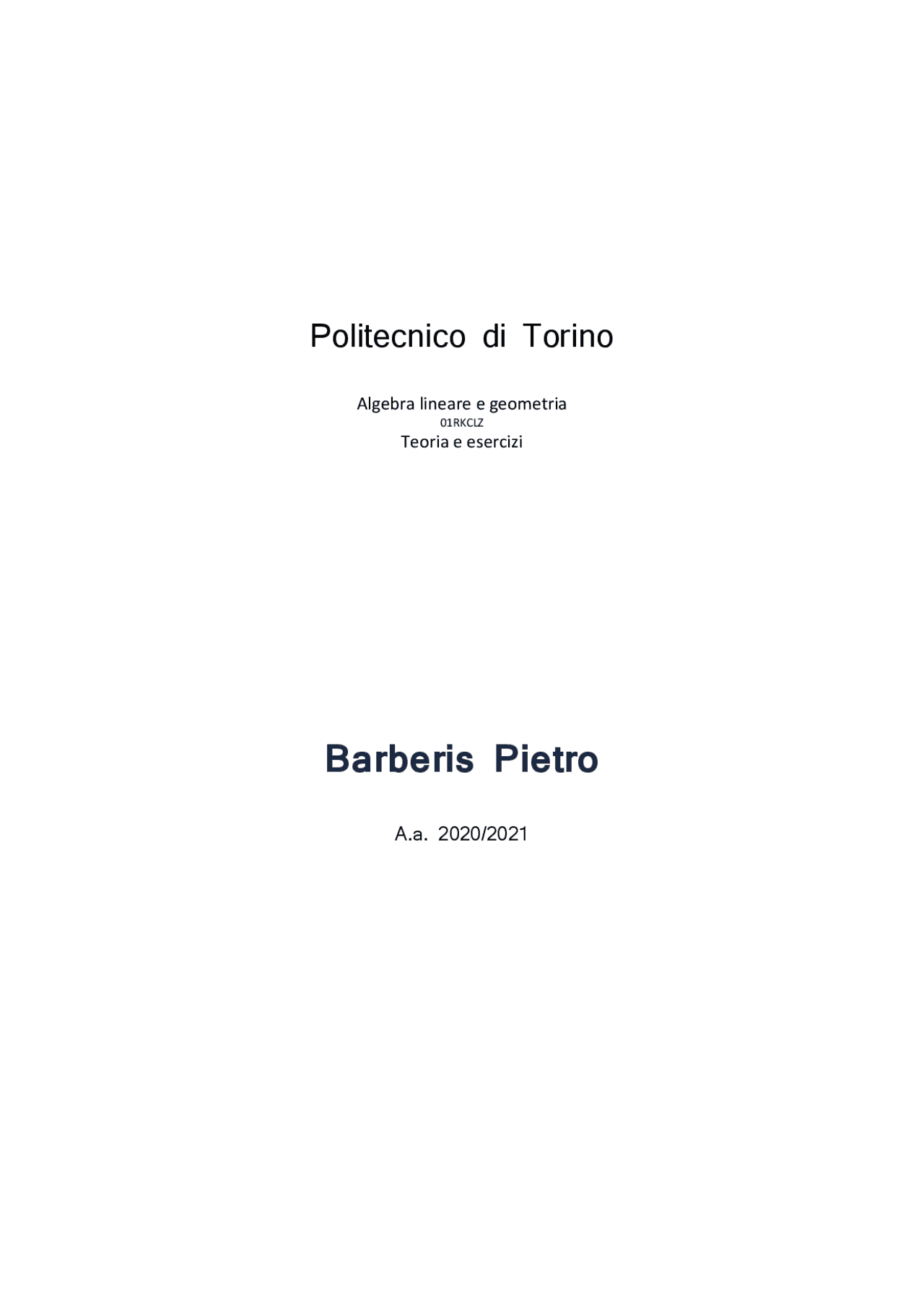Algebra Lineare E Geometria Docsity