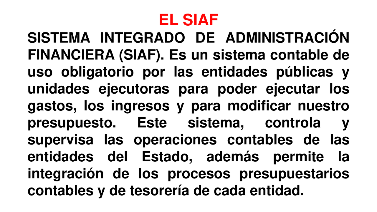 Concepto acerca del siaf - Docsity