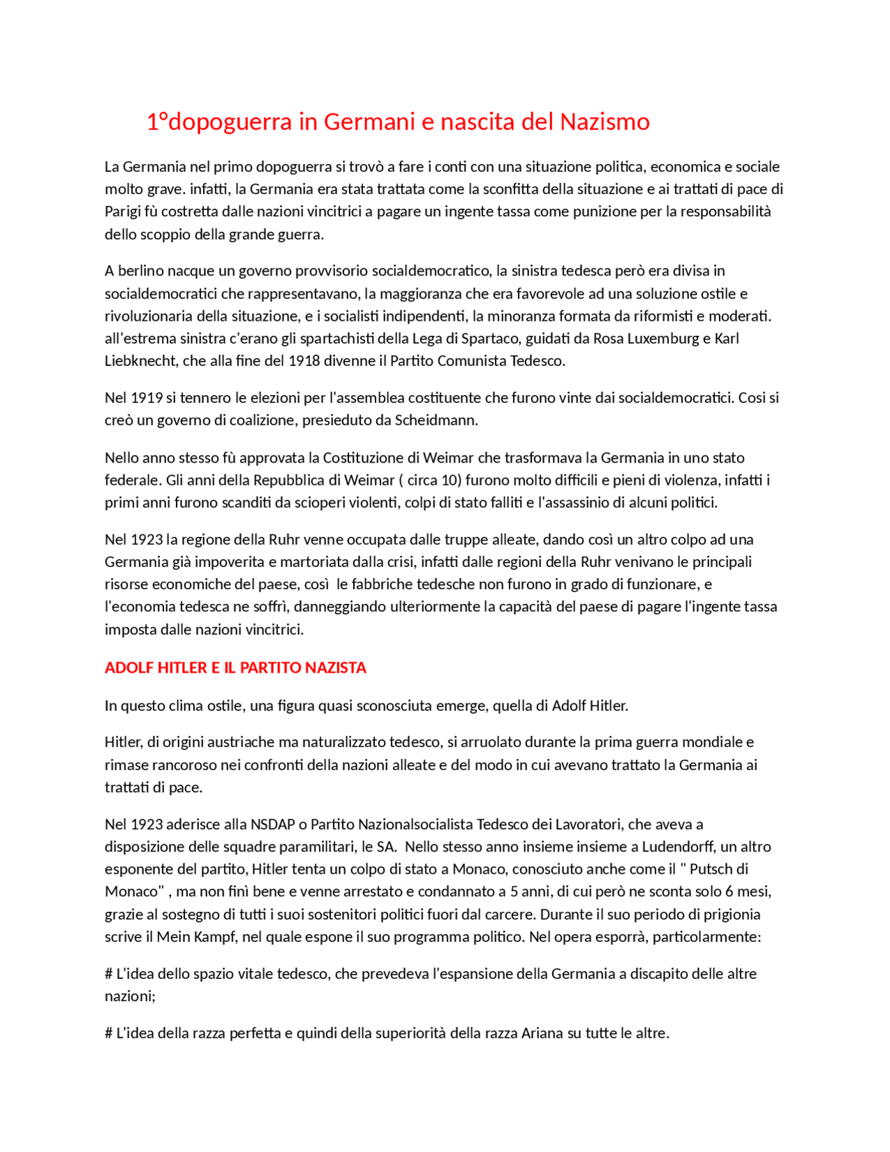 Riassunto Sul Nazismo Docsity