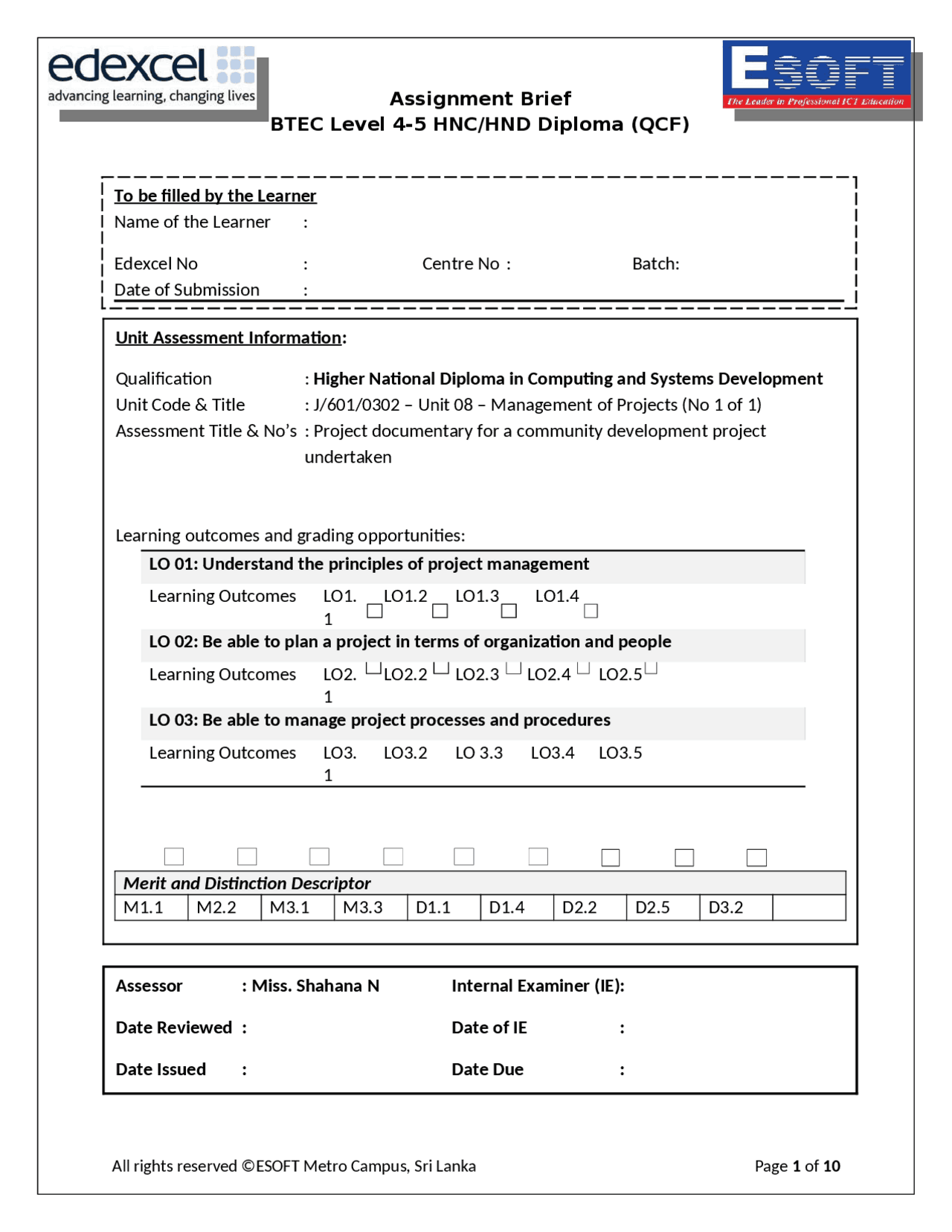 HND Btec MOP Project documentary for a community development project - Docsity