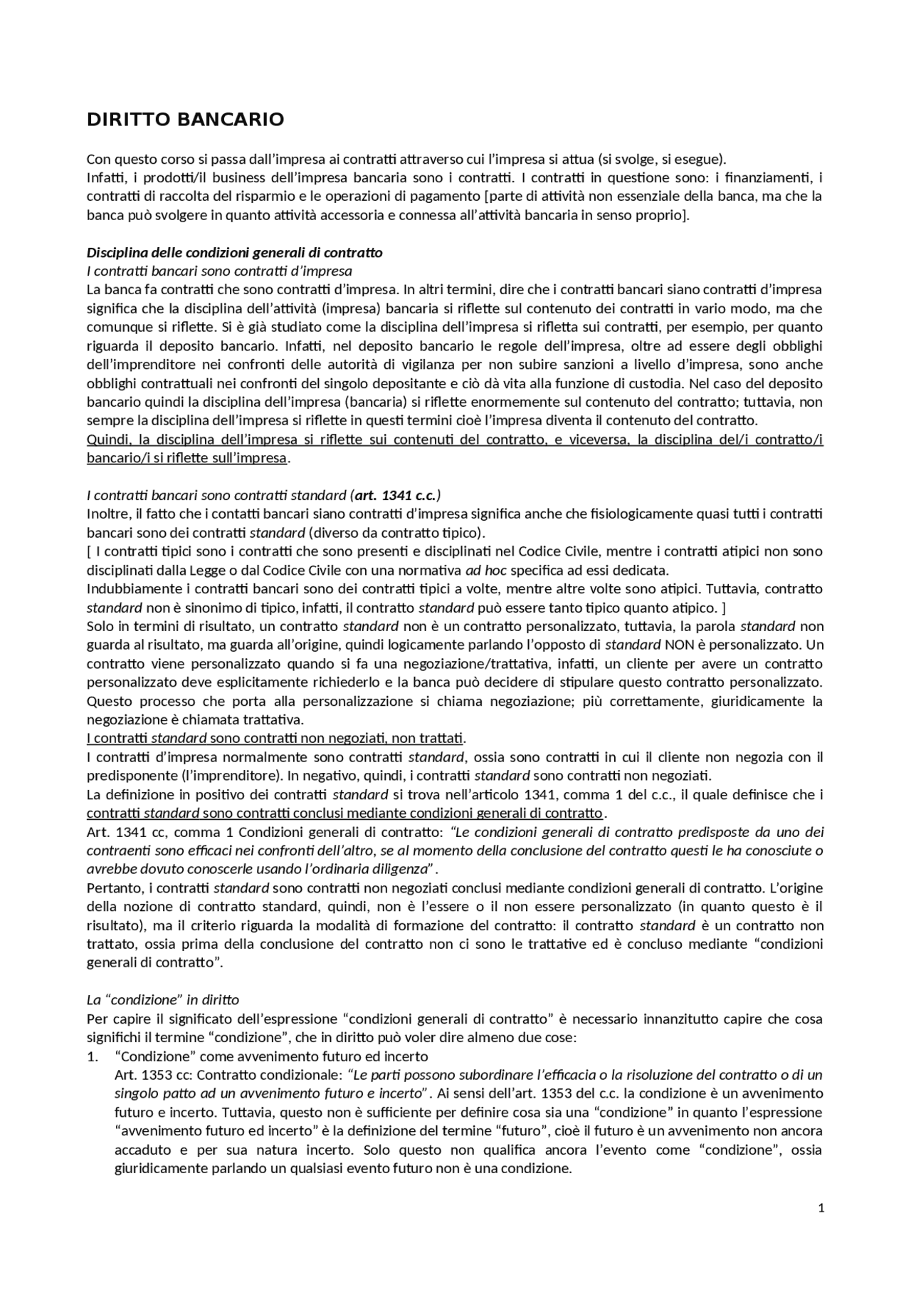 Diritto Bancario Prof Mucciarone Docsity