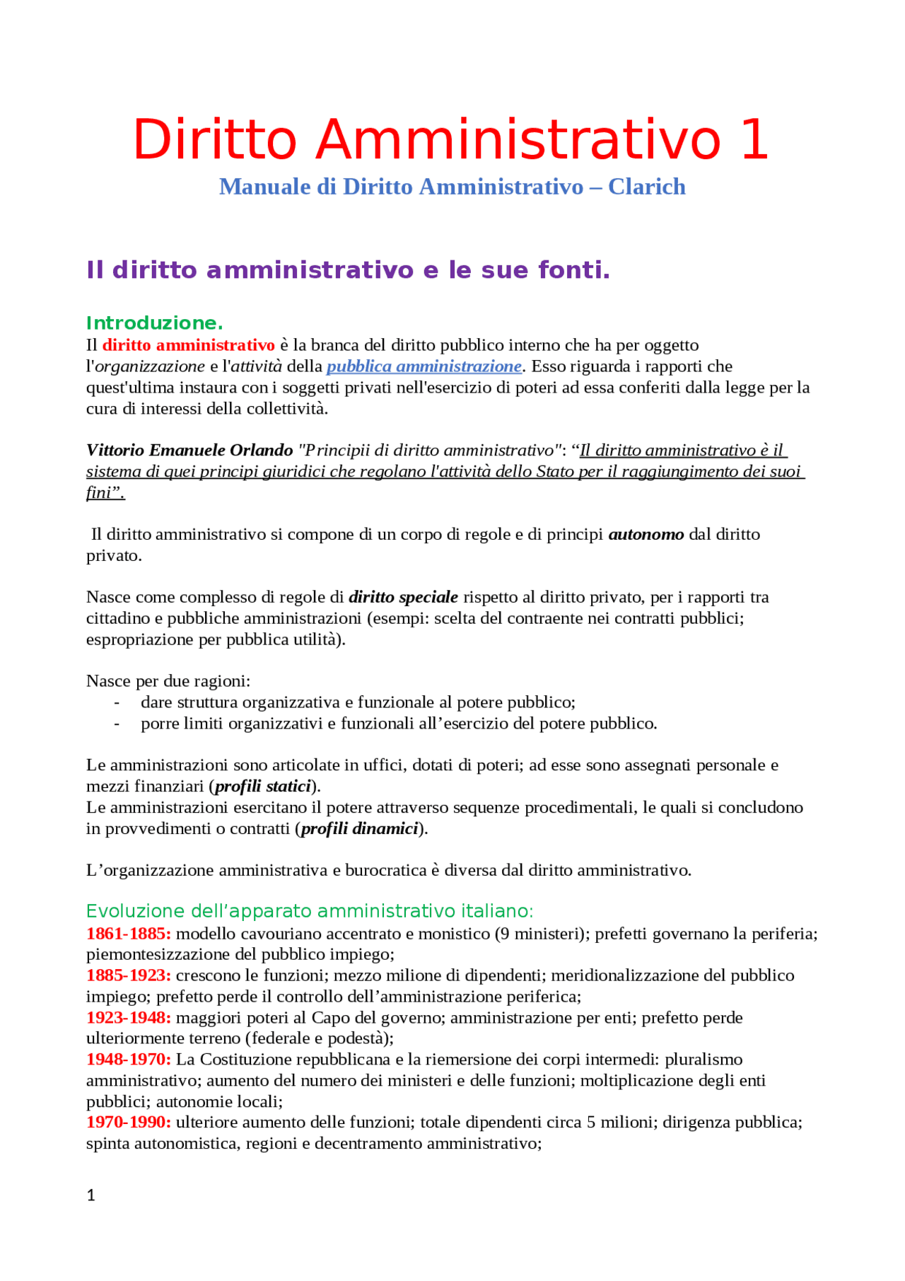 Riassunto Manuale Di Diritto Amministrativo Clarich Docsity