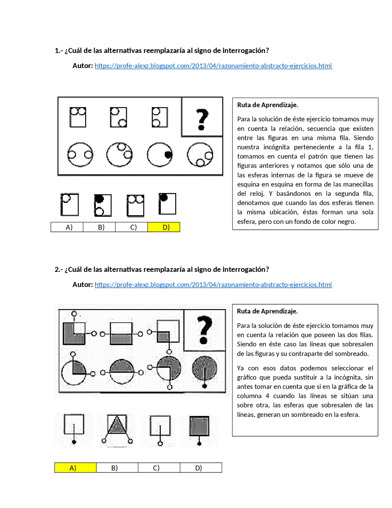 Razonamiento Abstracto | Ejercicios de Matemáticas | Docsity
