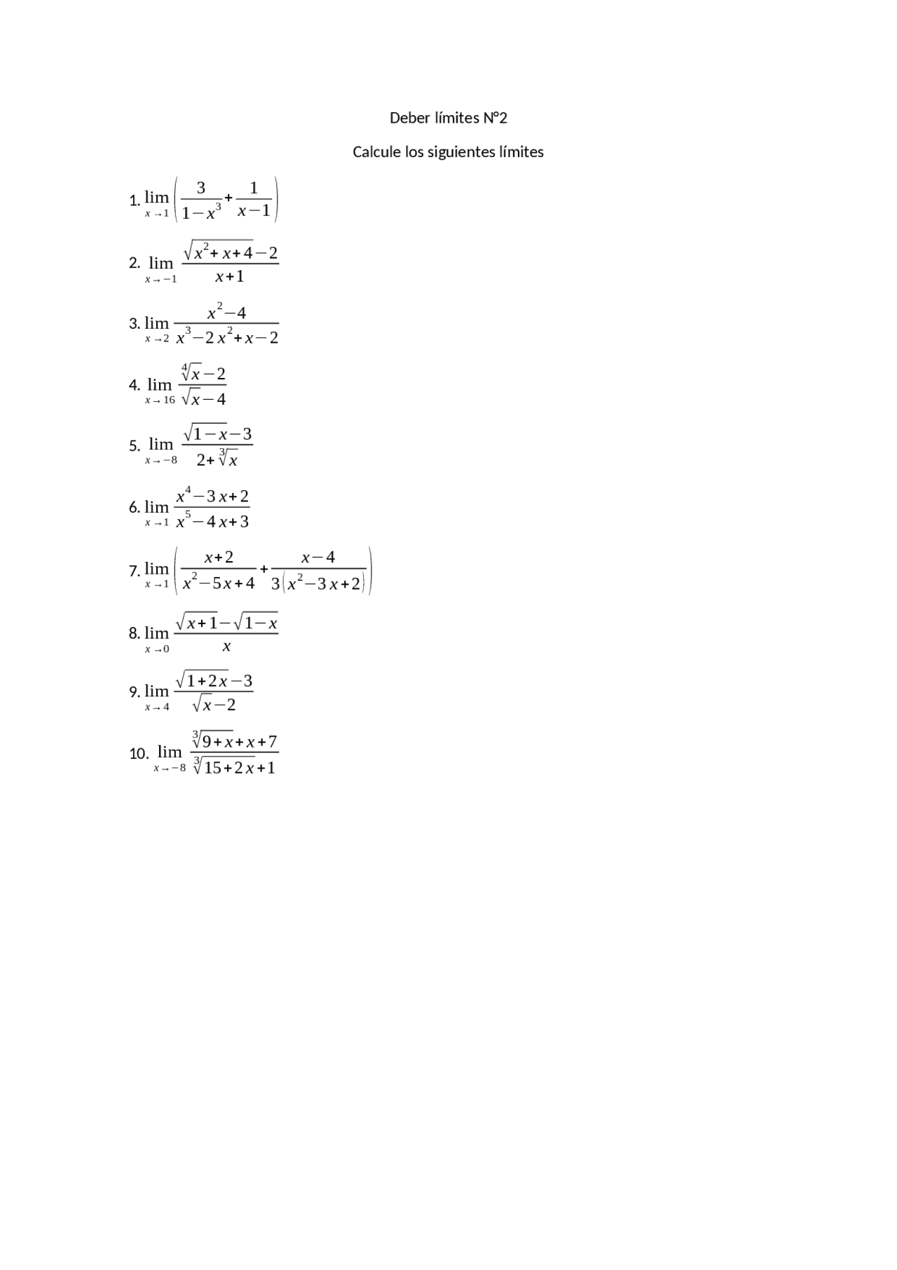 Ejercicios De Algebra Docsity