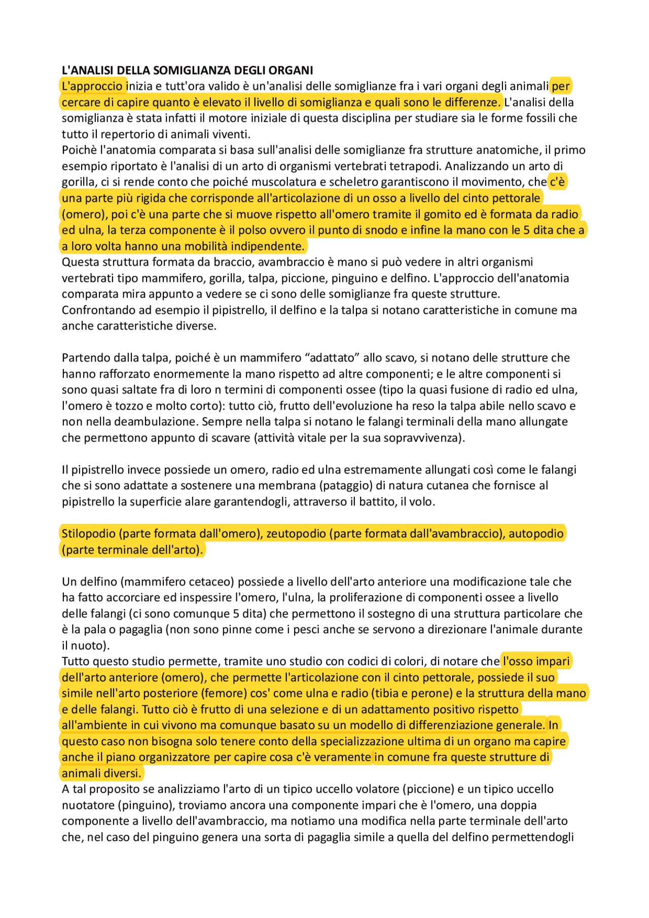 Anatomia Comparata Con Immagini Docsity