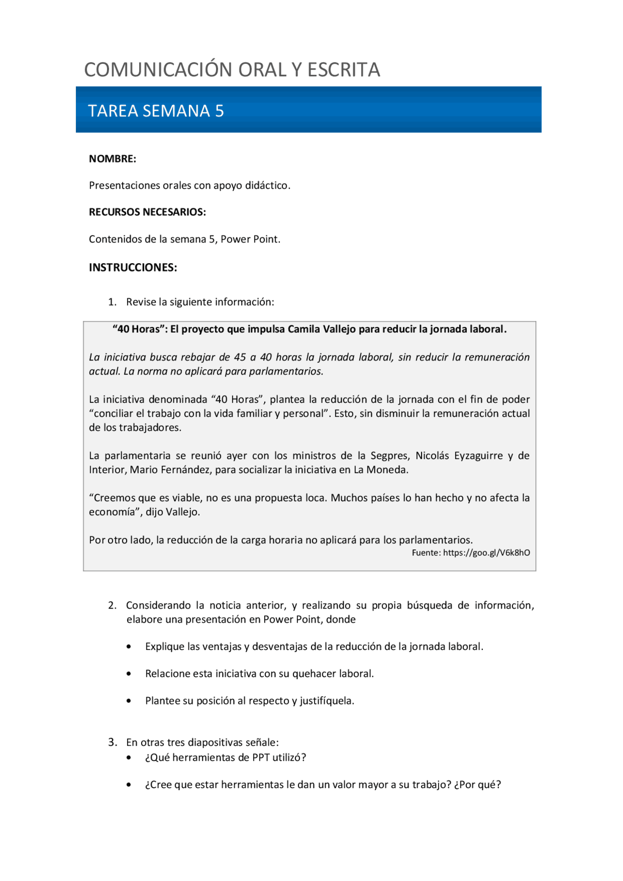 Tarea semana 5 comunicacion oral y escrita iacc | Guías, Proyectos, Investigaciones de ...