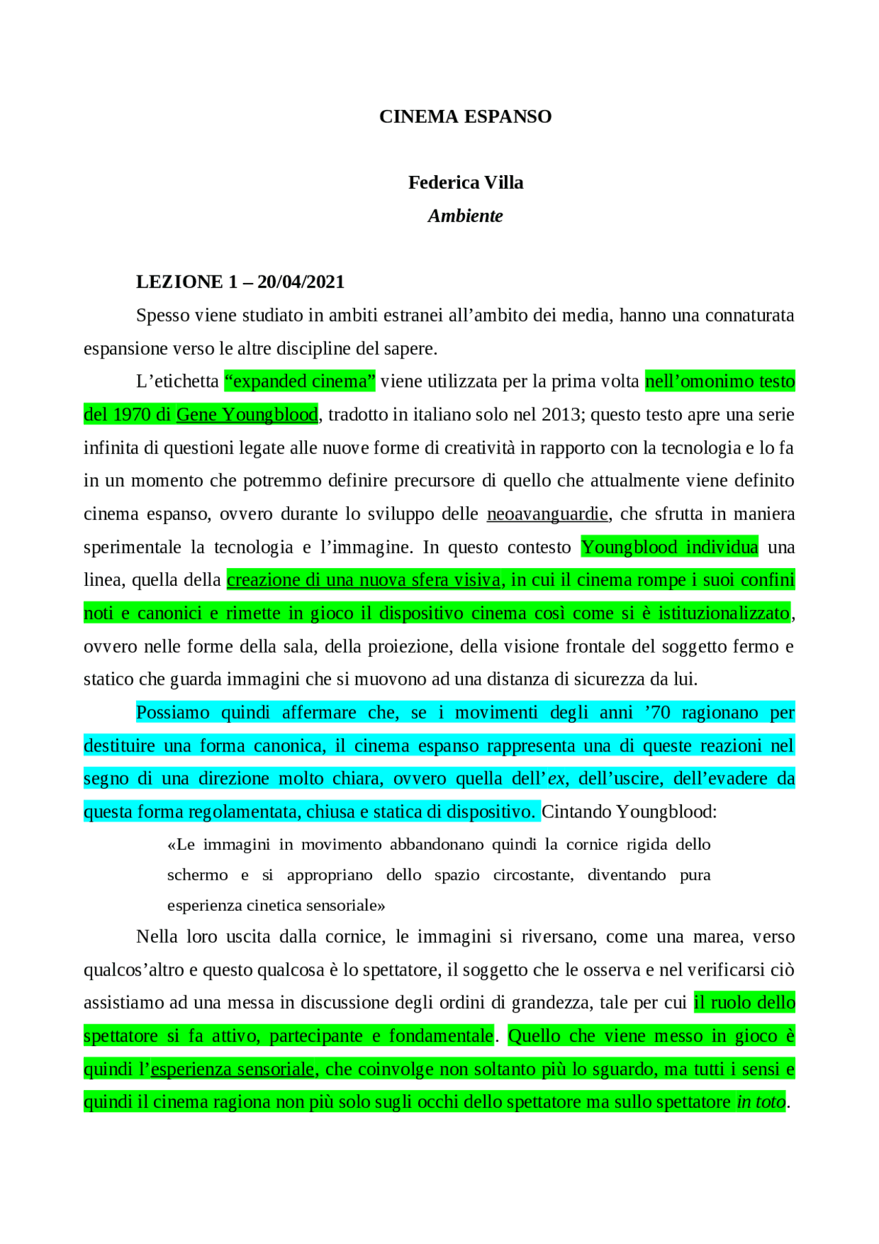 Cinema Espanso Aa 20202021 Docsity