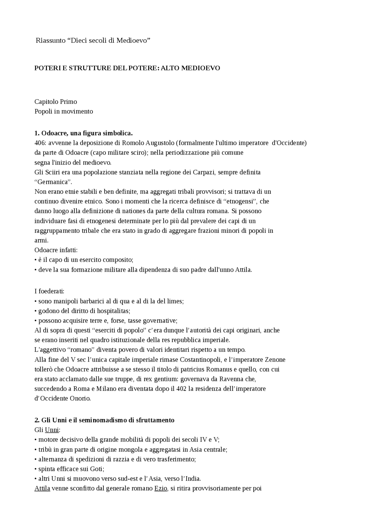 Dieci Secoli Di Medioevo Docsity