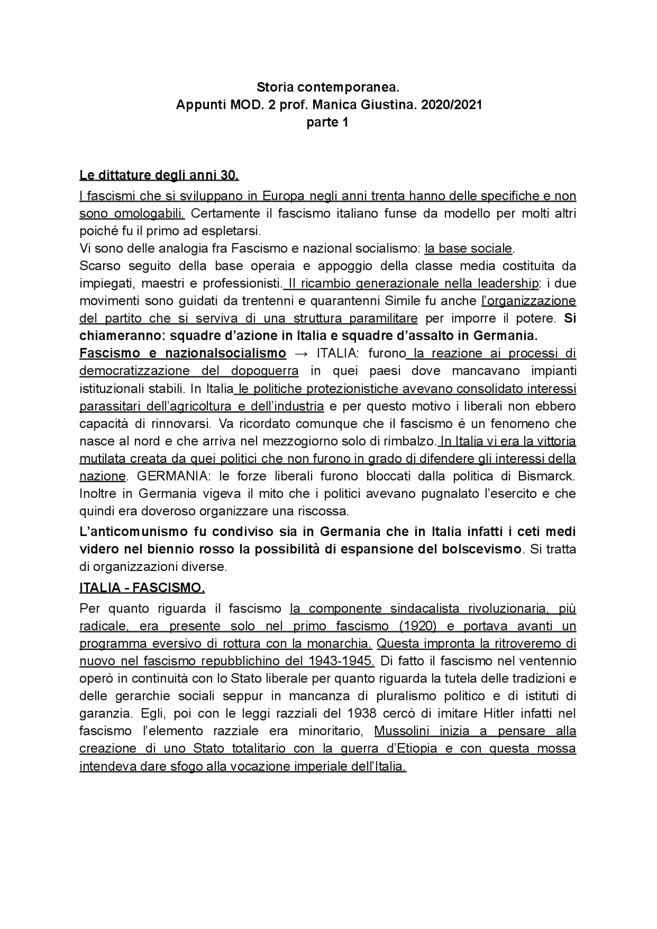 Storia Contemporanea Modulo 2 Docsity