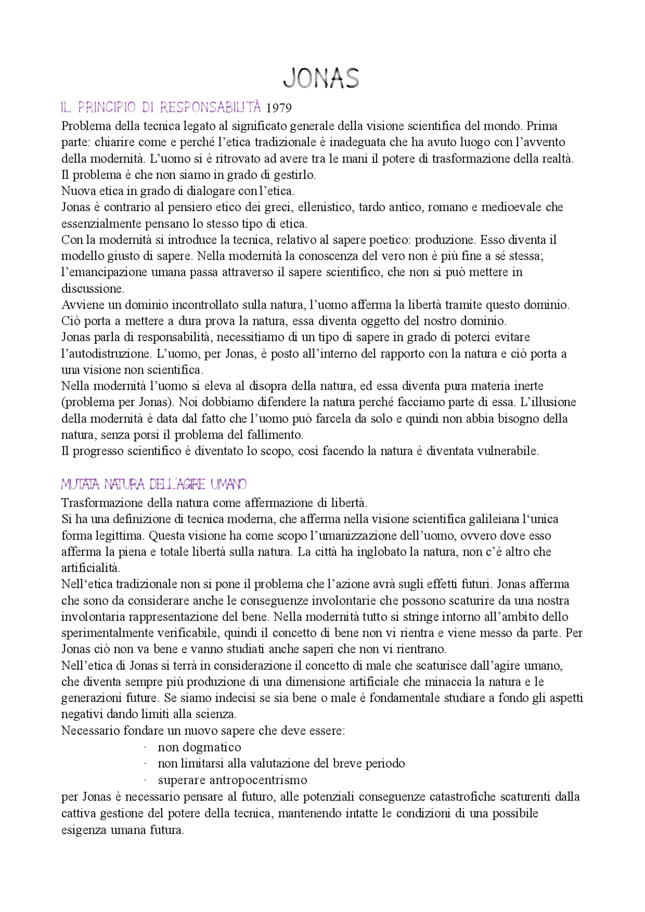 Riassunto Appunti Su Jonas Docsity