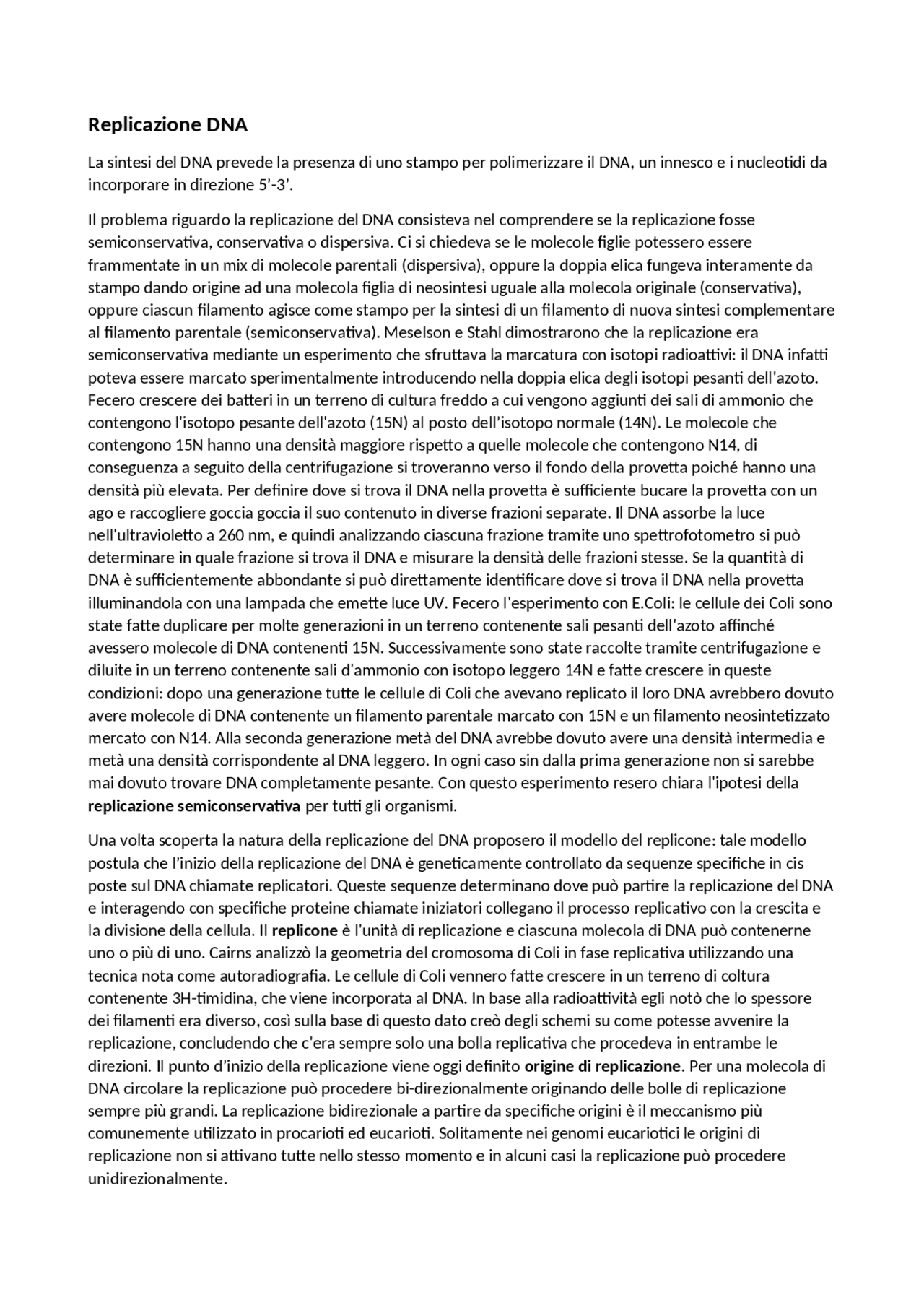 Replicazione Del Dna Docsity