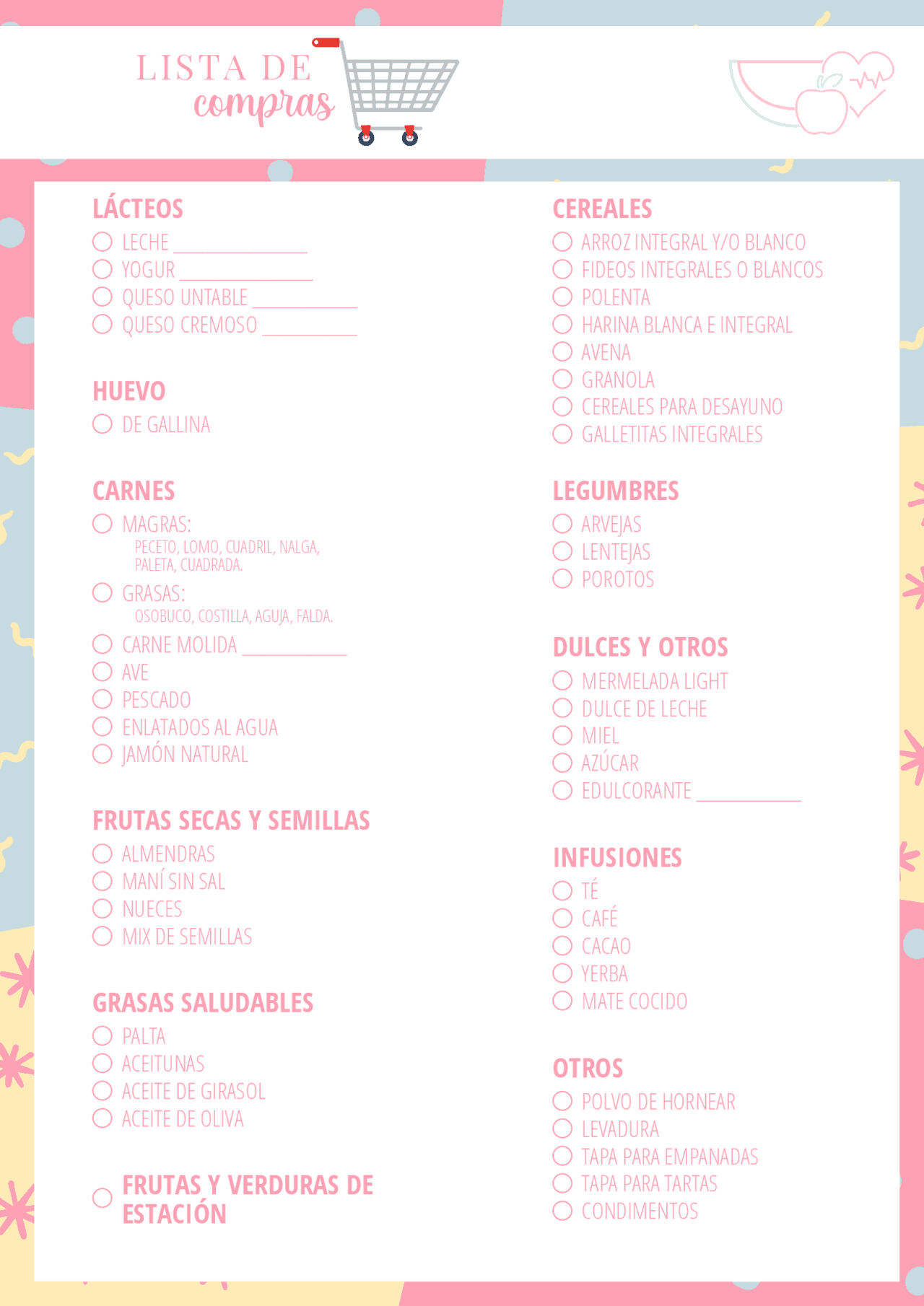 Lista de compras de alimentos - Docsity