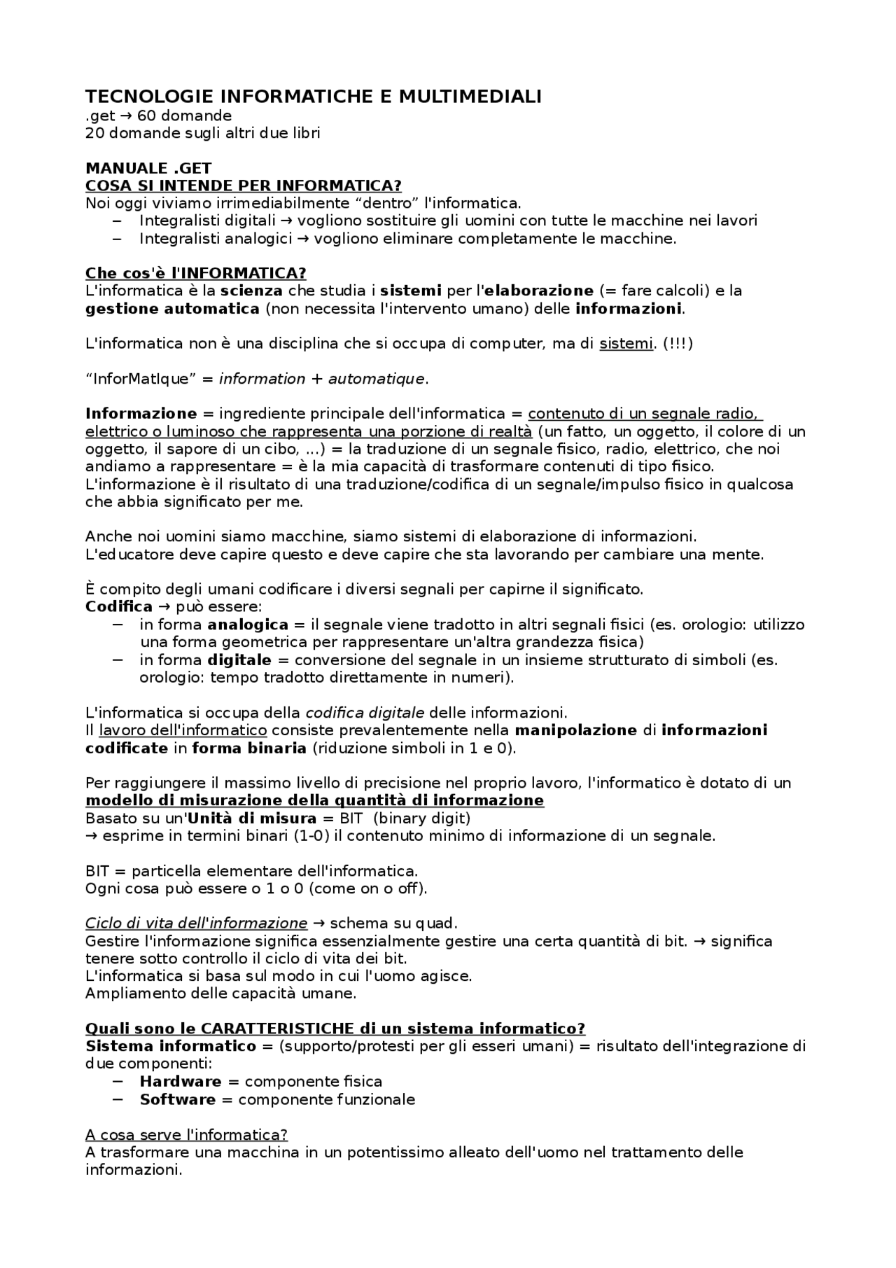 Appunti Informatica Per Scienze Educazione Docsity