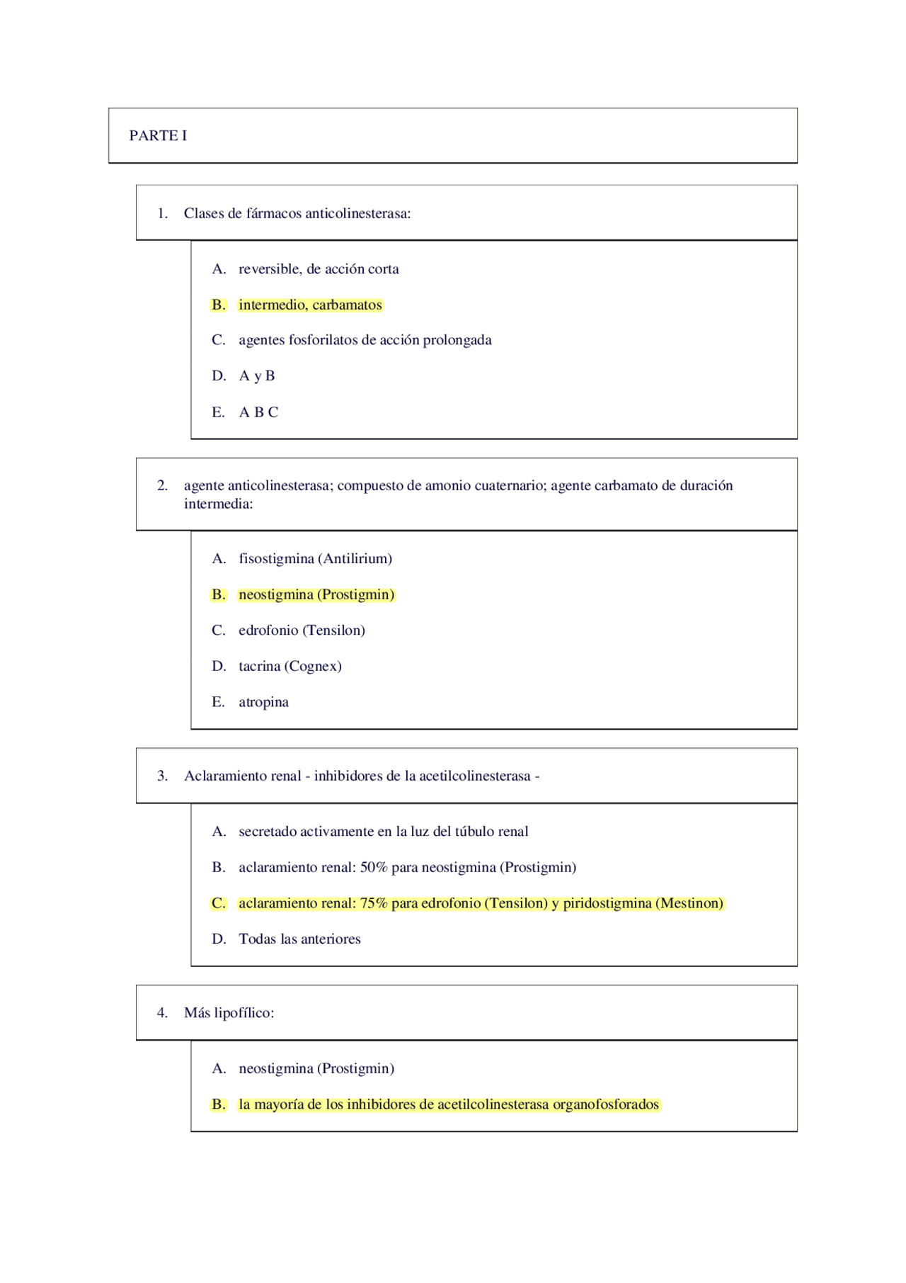 Farmacologia Ejercicios Docsity
