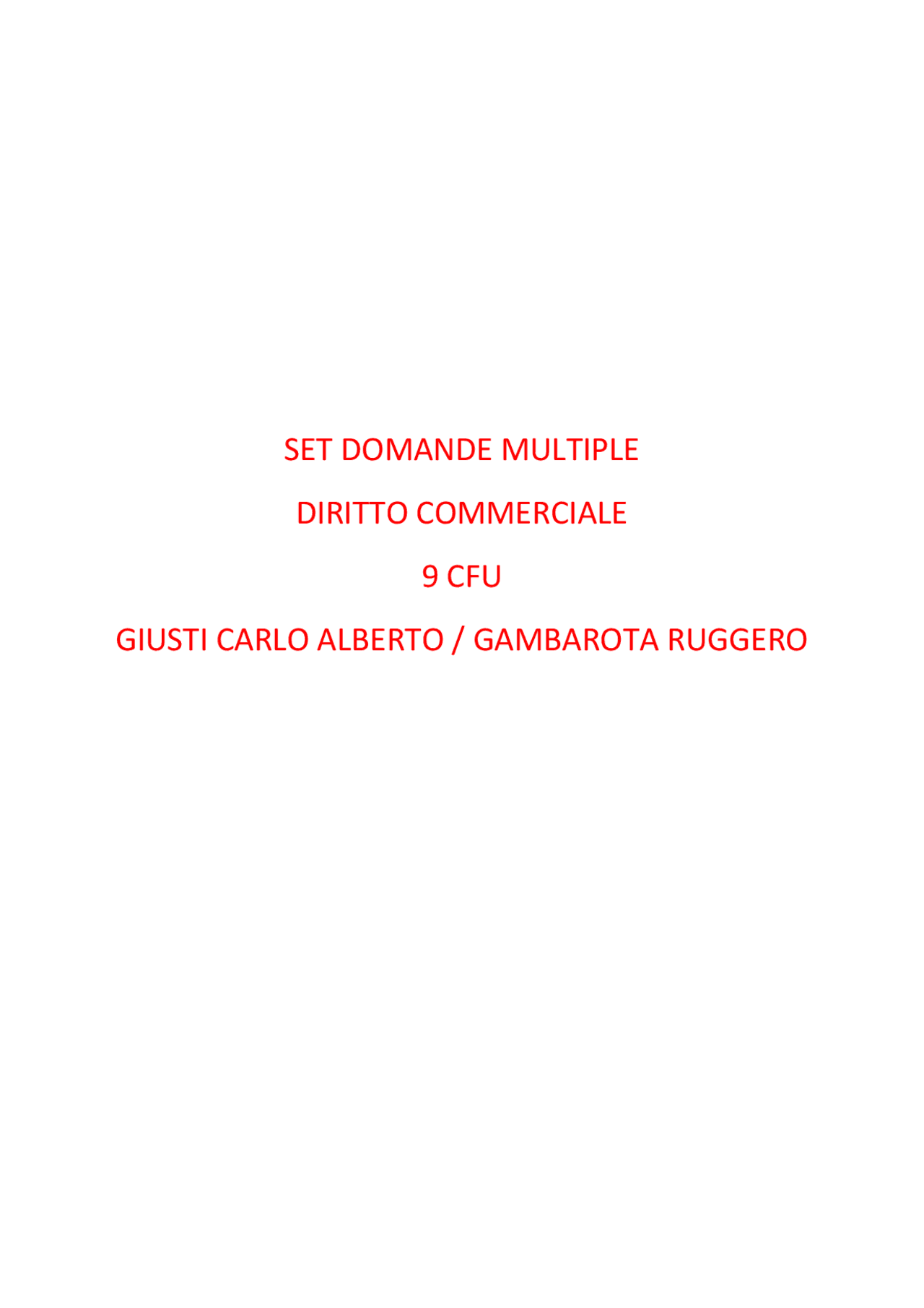 Paniere Diritto Commerciale multiple - Docsity