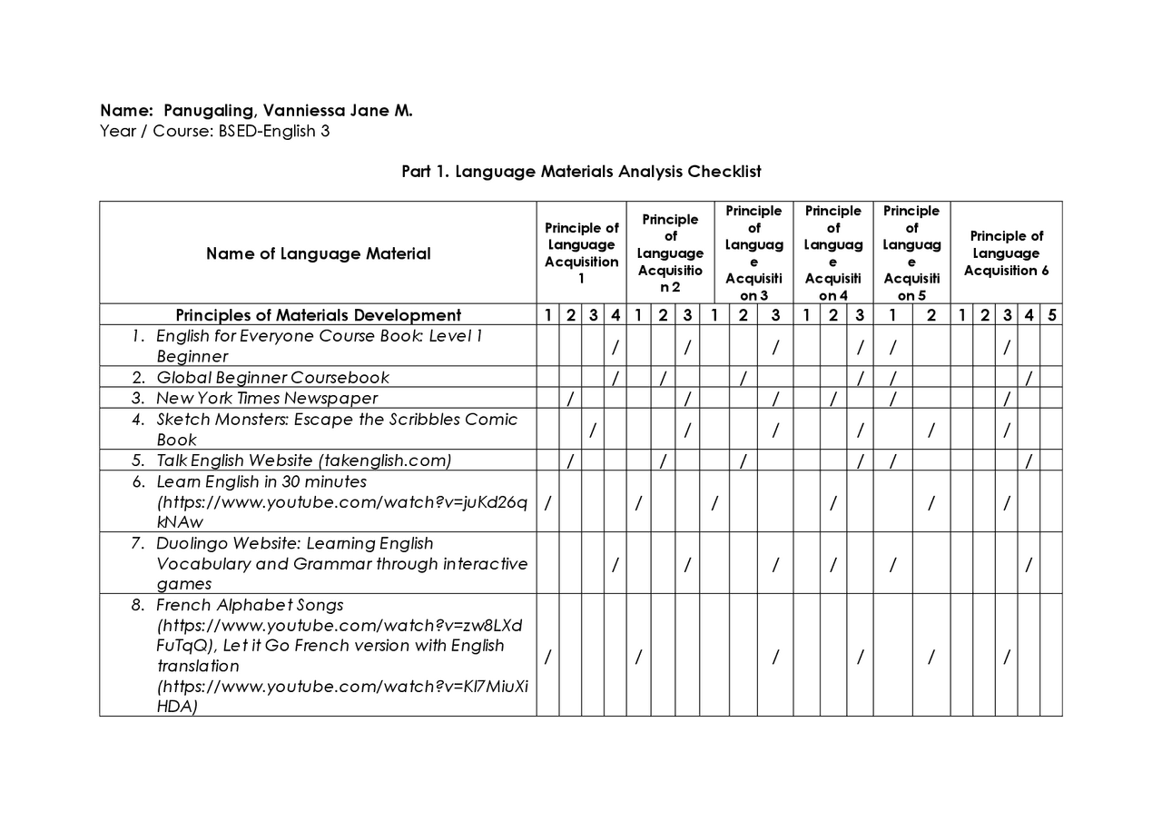 LMAC Assignment for Language Materials - Docsity