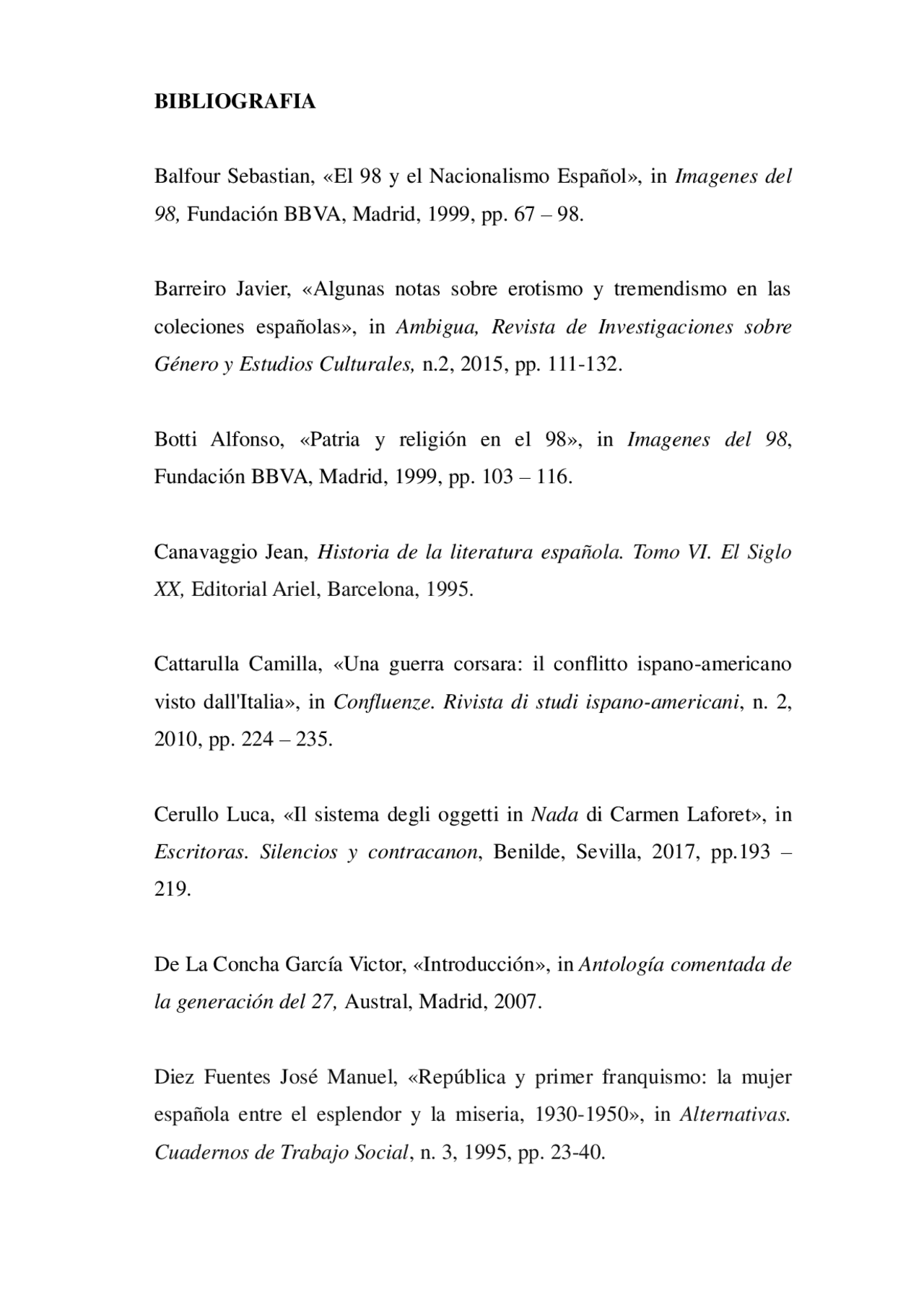 Bibliografia e Sitografia Tesi di Laurea Nada di Carmen Laforet la ...