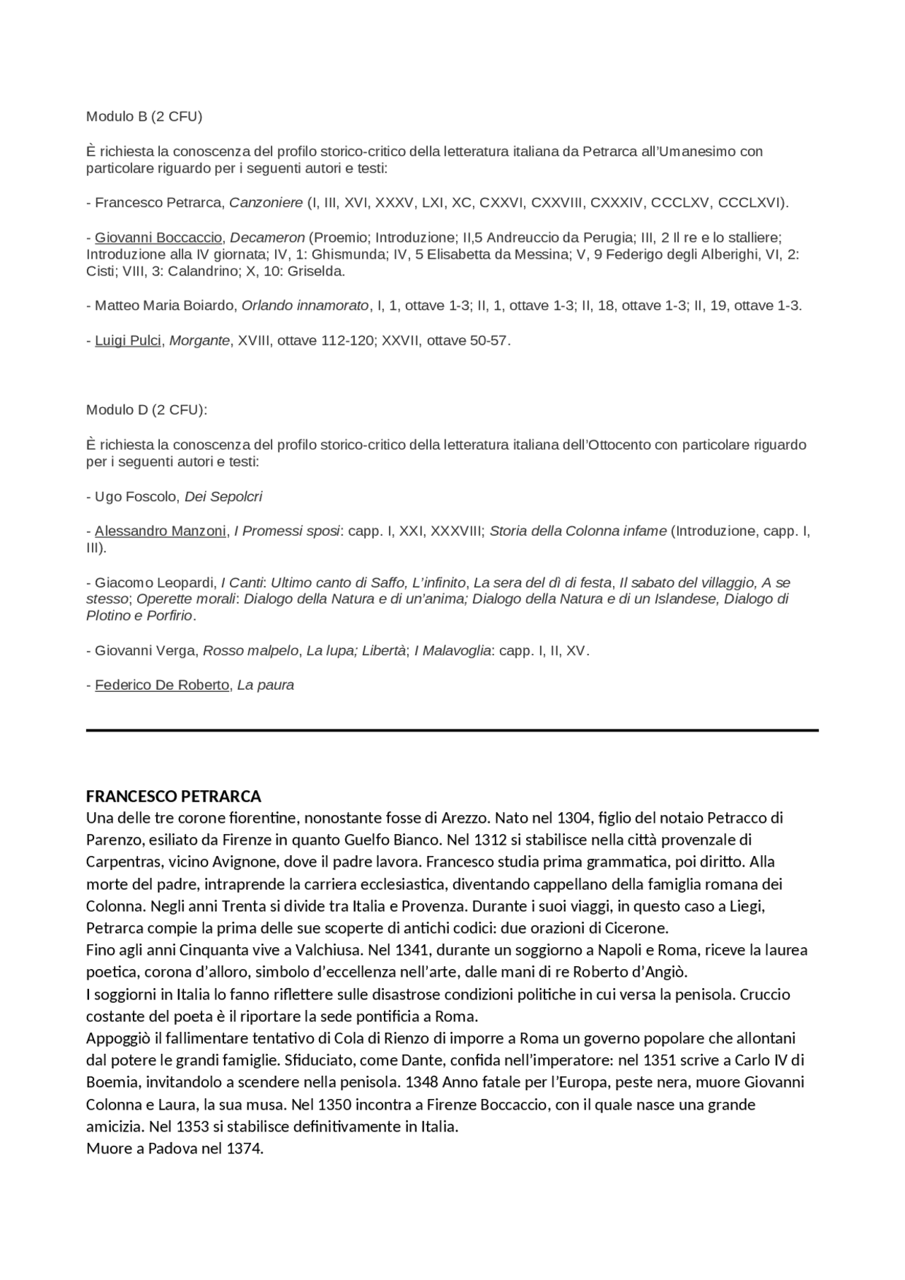Letteratura Italiana Modulo B D Amaduri Docsity