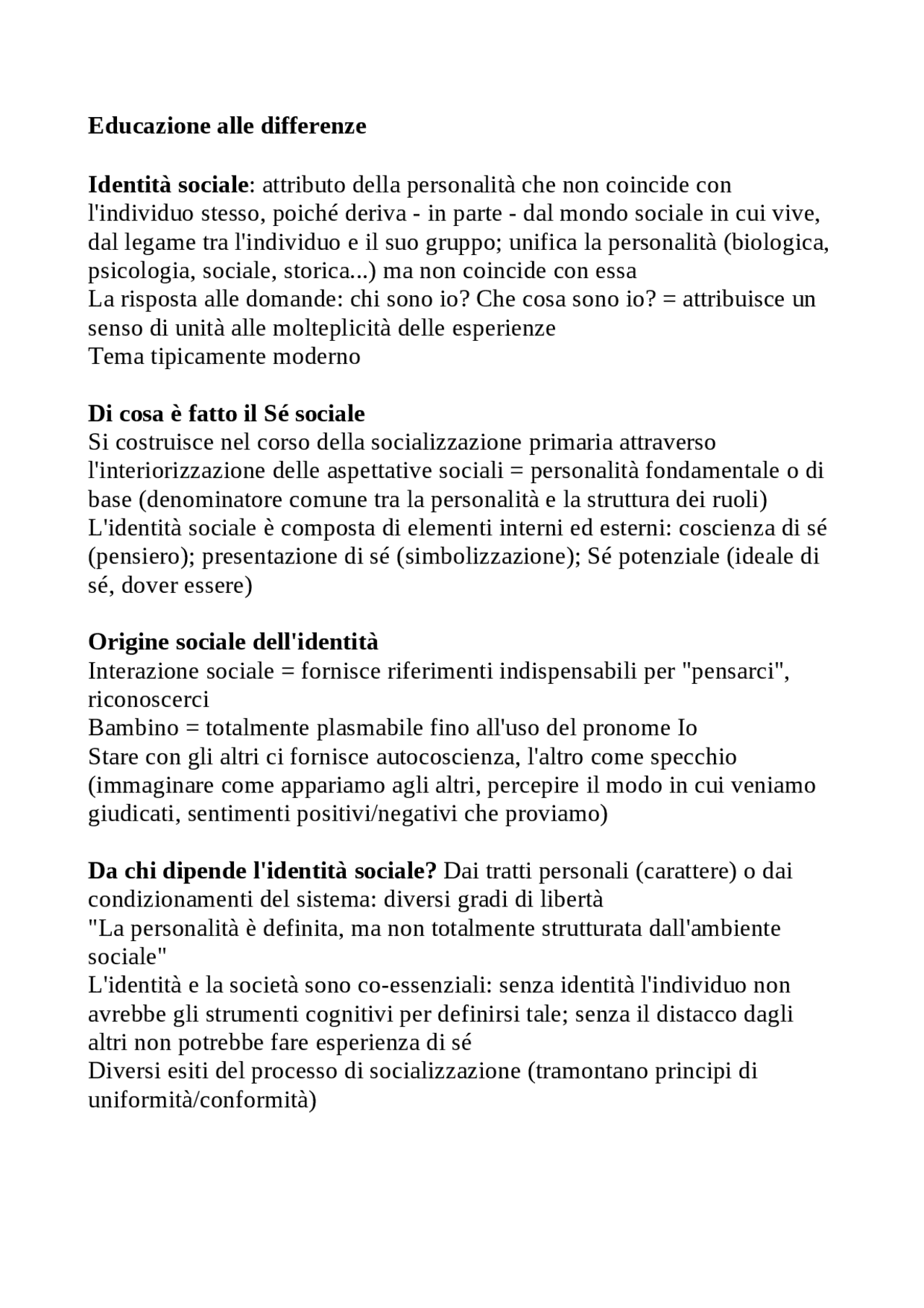 Educazione Alle Differenze Docsity