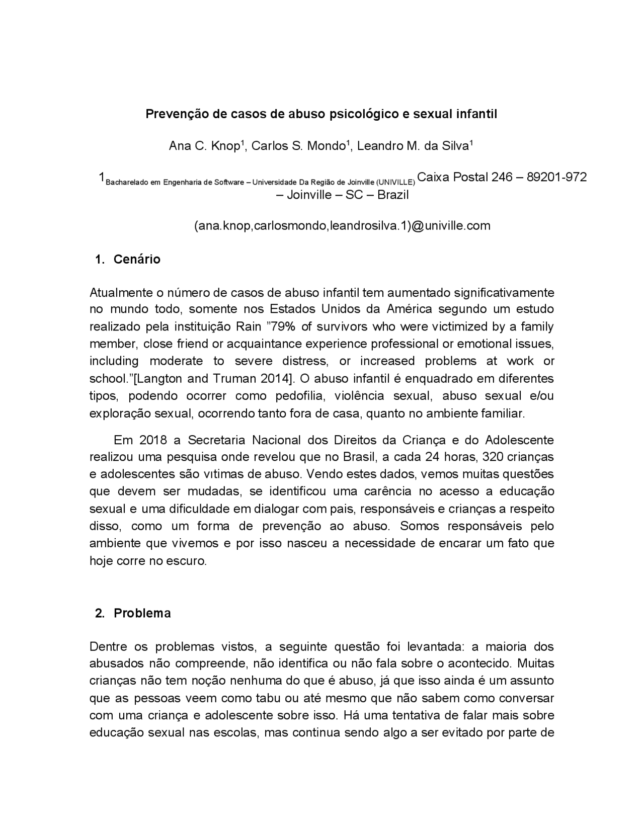 Prevenção De Casos De Abuso Psicológico E Sexual Infantil Docsity