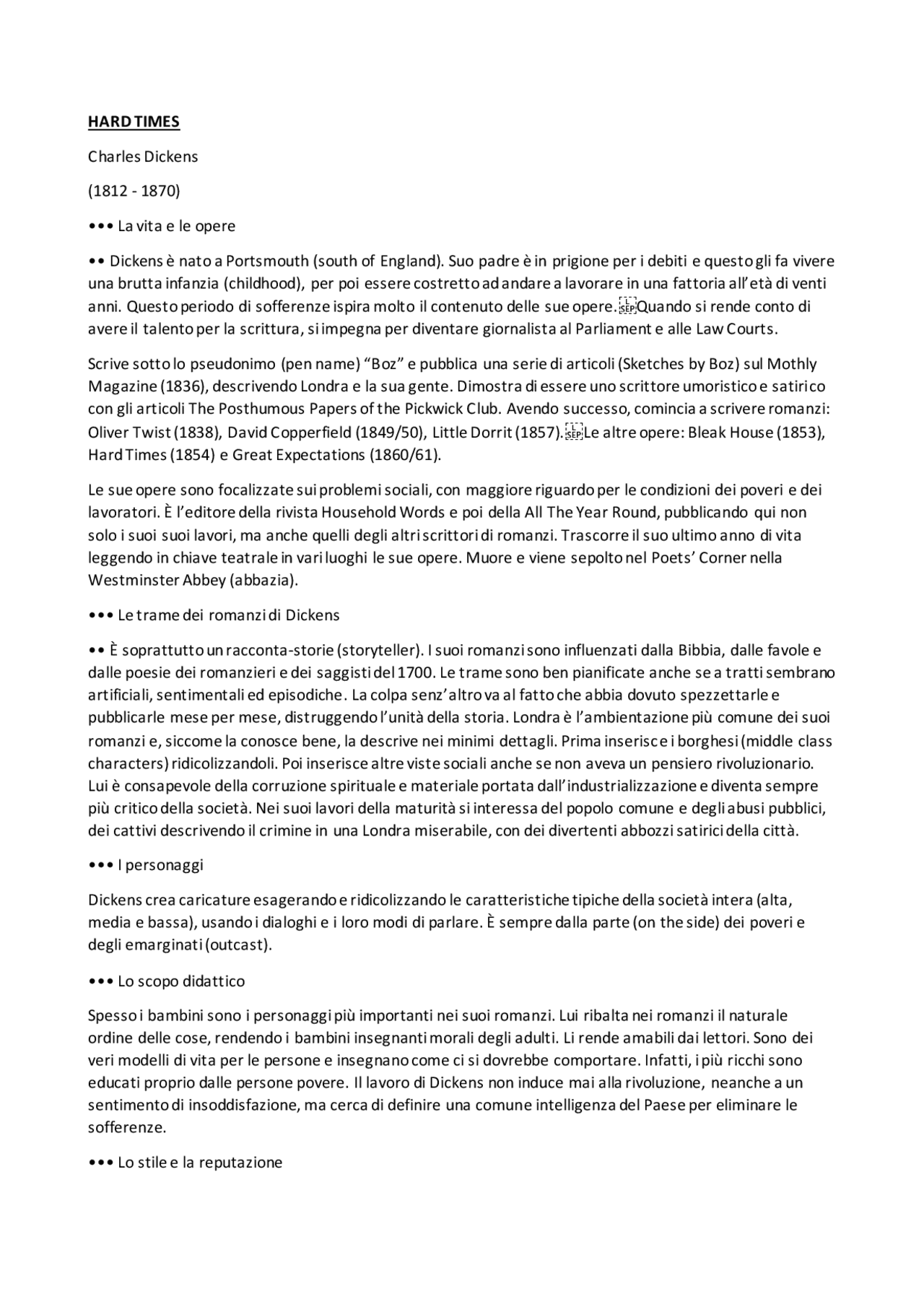 Riassunti Libri Lettinglese Docsity